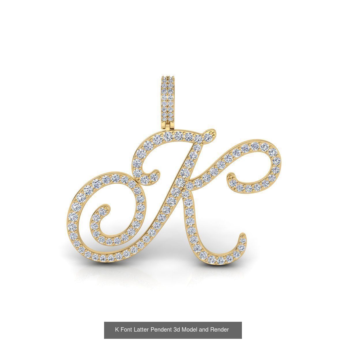 Cursive Font Latter Pendent 3d Model and Render 3D Model Collection ...