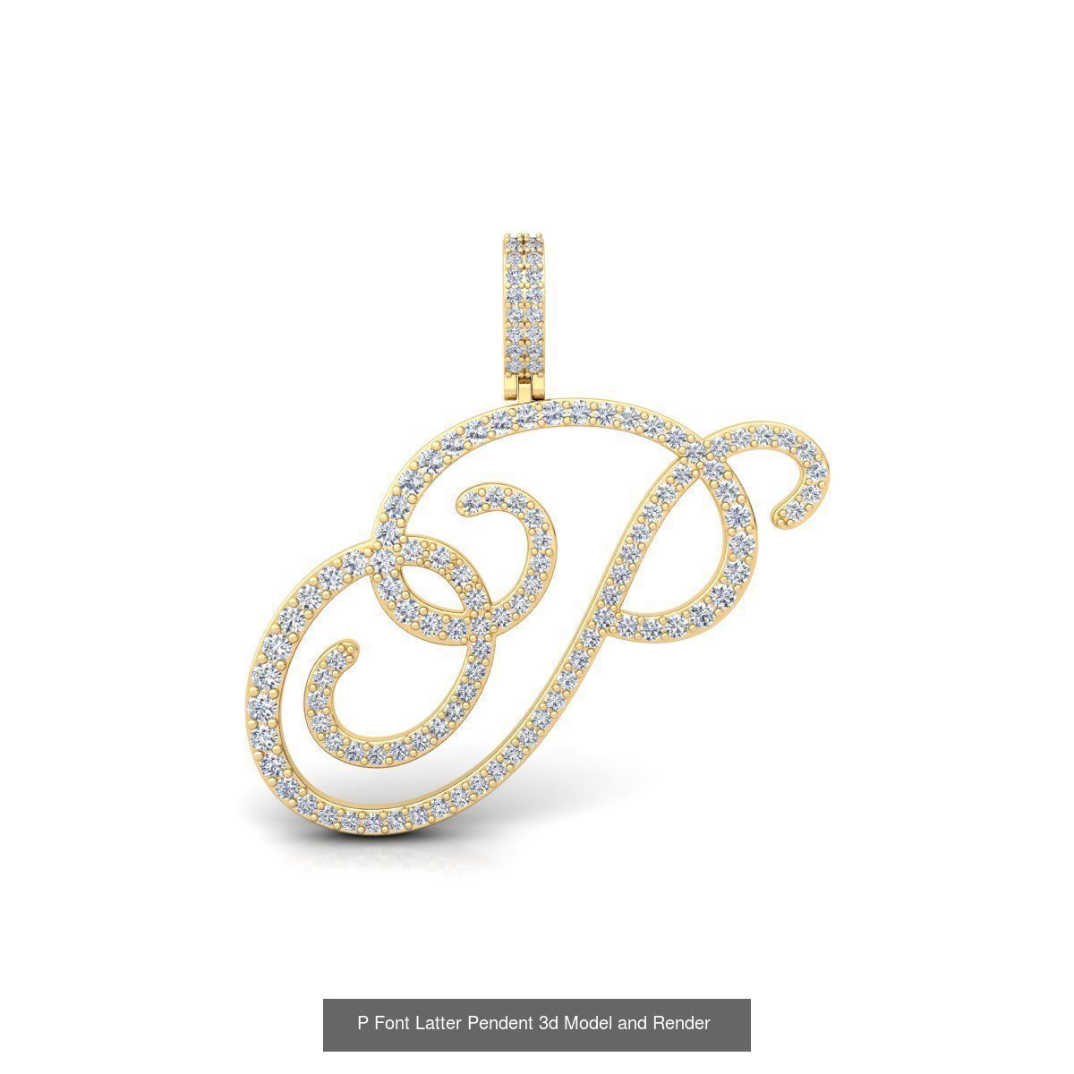 Cursive Font Latter Pendent 3d Model and Render 3D Model Collection ...