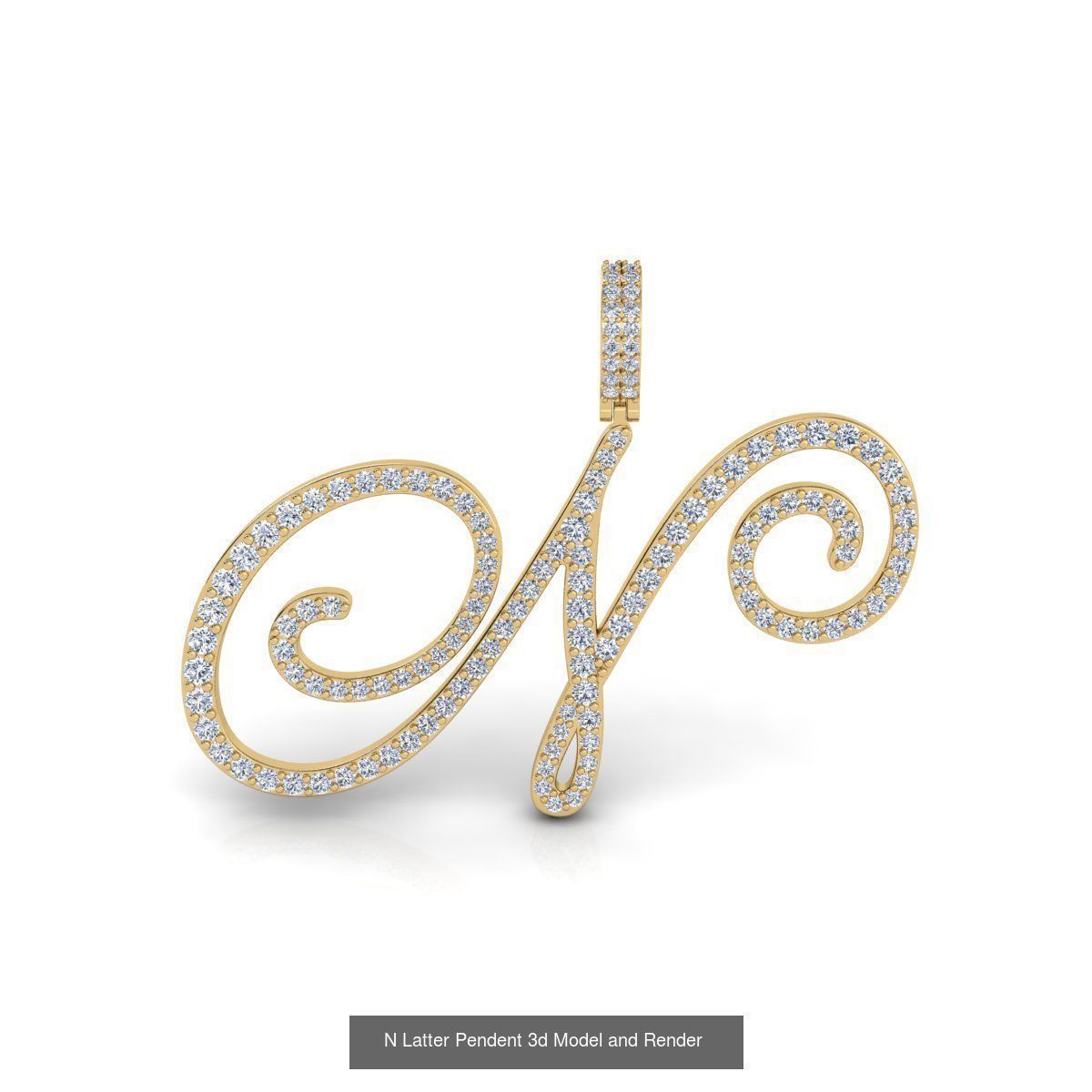 Cursive Font Latter Pendent 3d Model and Render 3D Model Collection ...