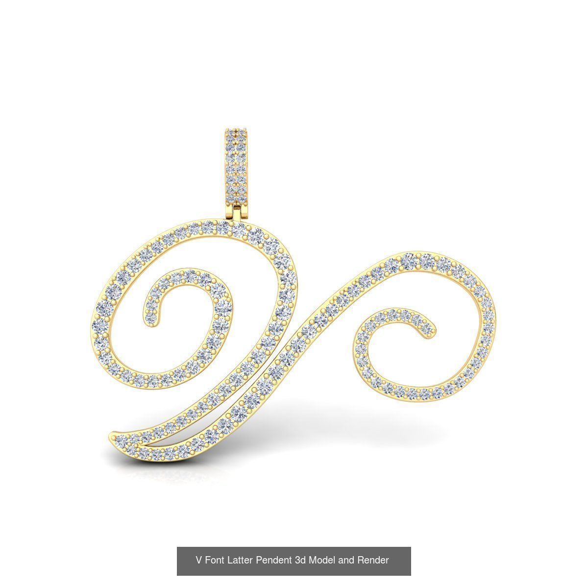 Cursive Font Latter Pendent 3d Model and Render 3D Model Collection ...