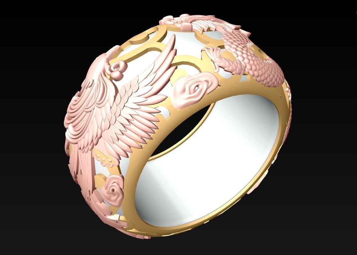 Dragon phoenix ring N1943 3D model 3D printable | CGTrader