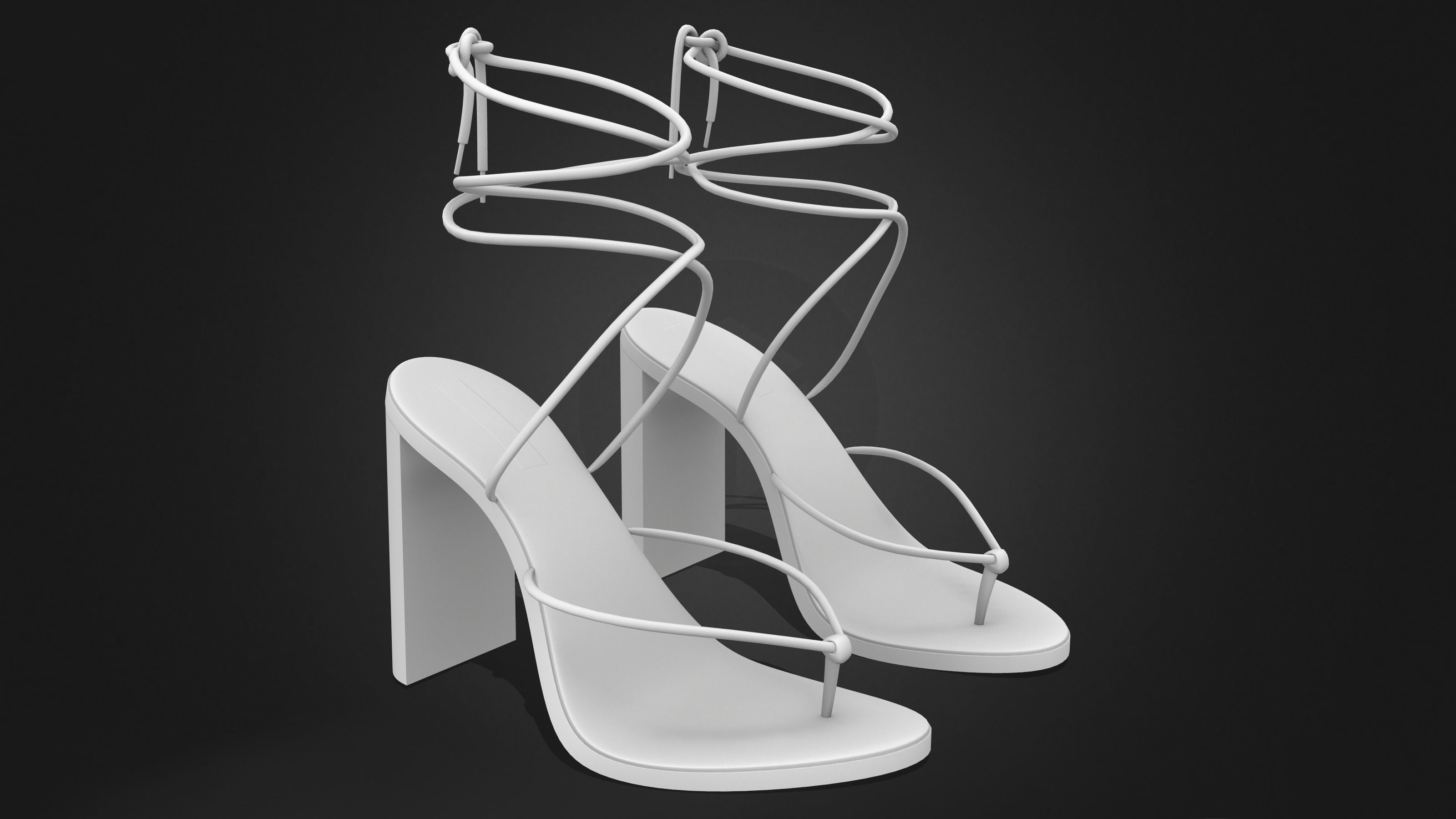 3D model Black Strappy Mid-High Heel Shoes VR / AR / low-poly | CGTrader
