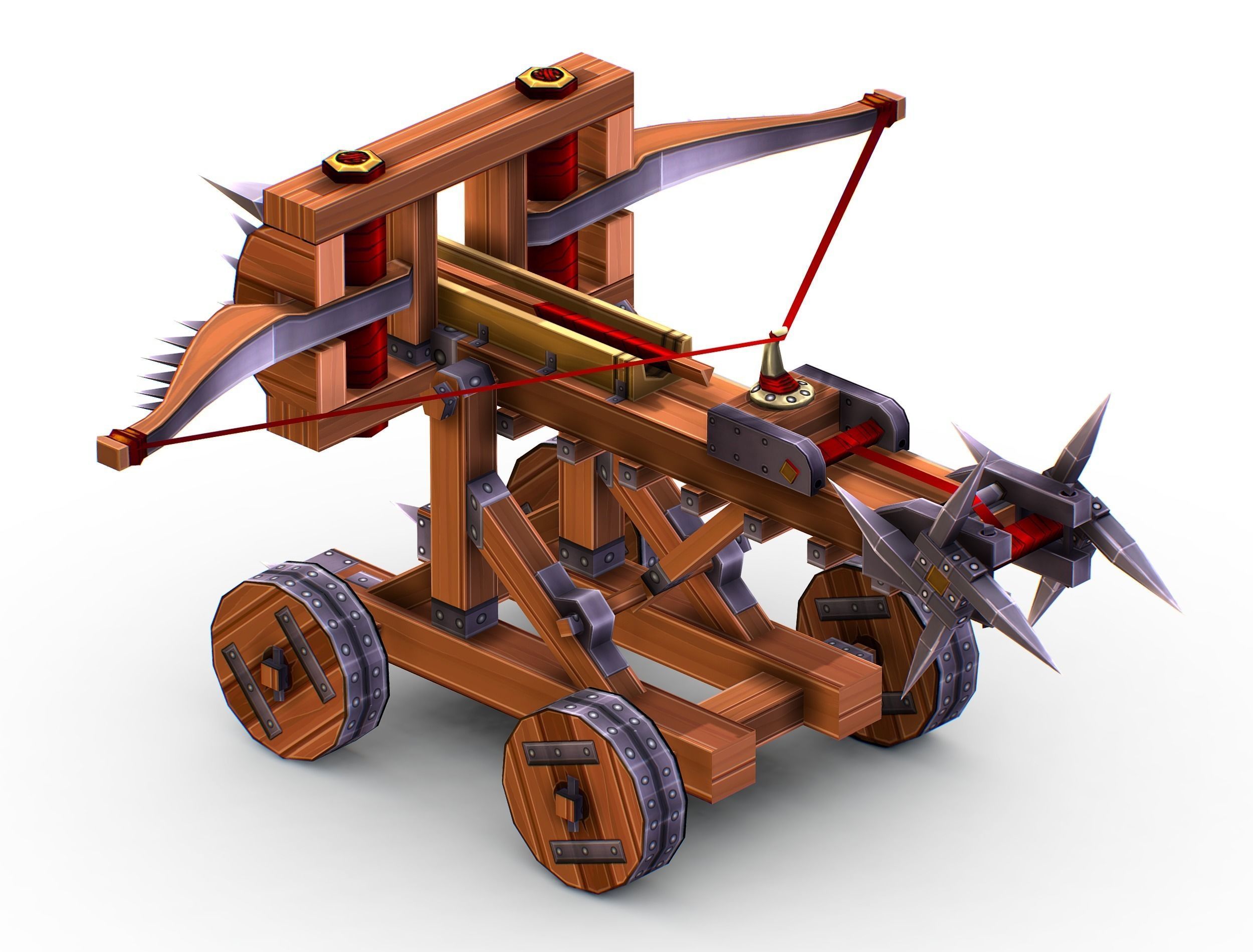 3D model Handpaint Cartoon Medieval Ballista Siege Weapon VR / AR / low ...