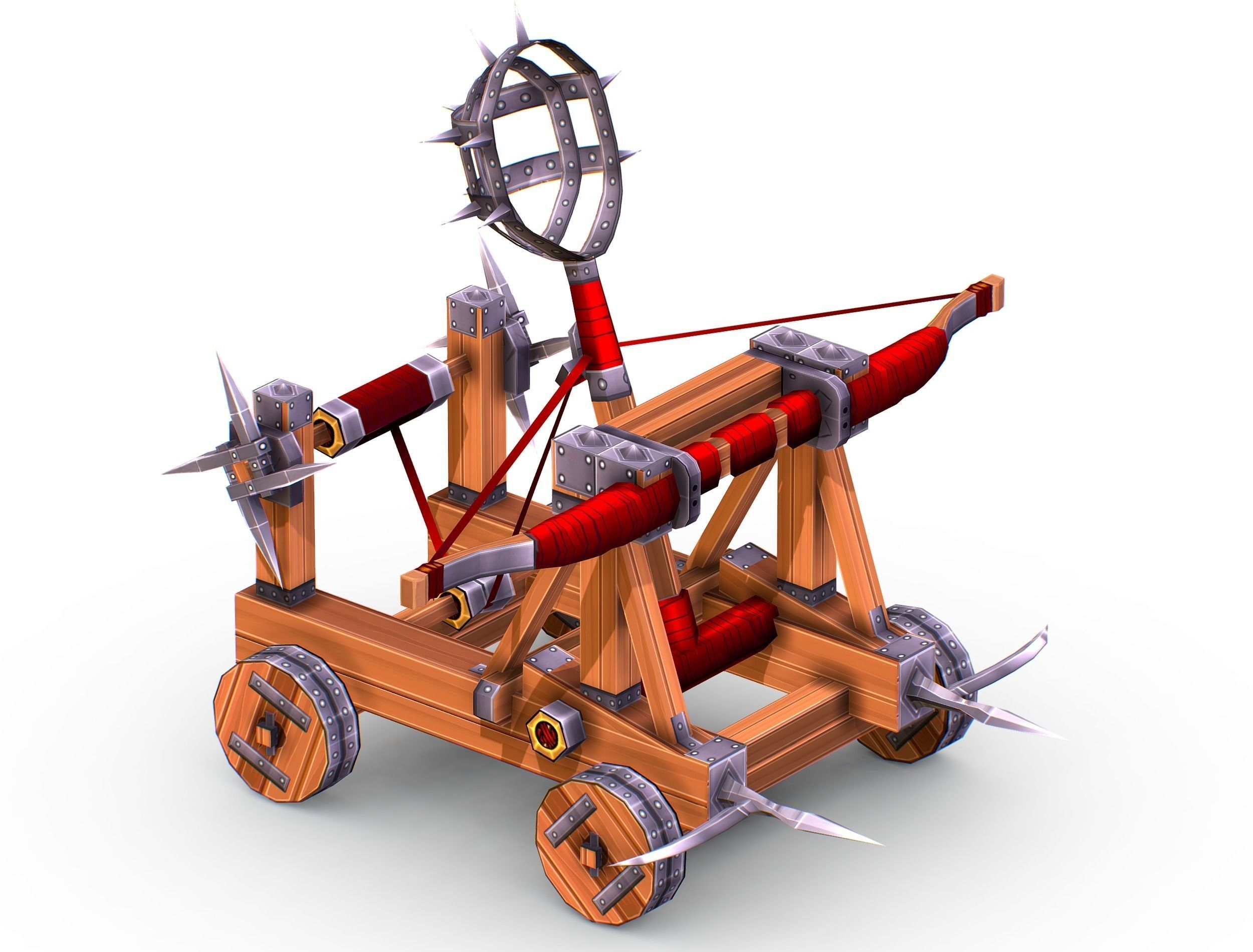 3D model Handpaint Cartoon Medieval Catapult Siege Weapon VR / AR / low ...