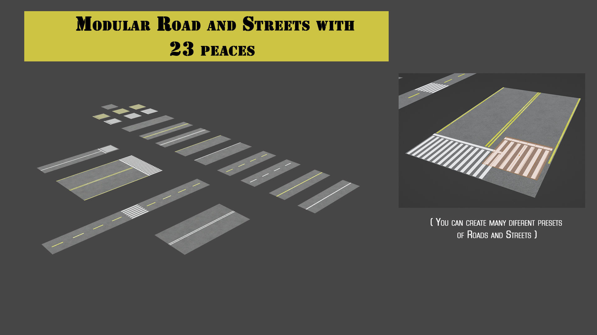 3D model Simple Modular Street and Roads VR / AR / low-poly | CGTrader