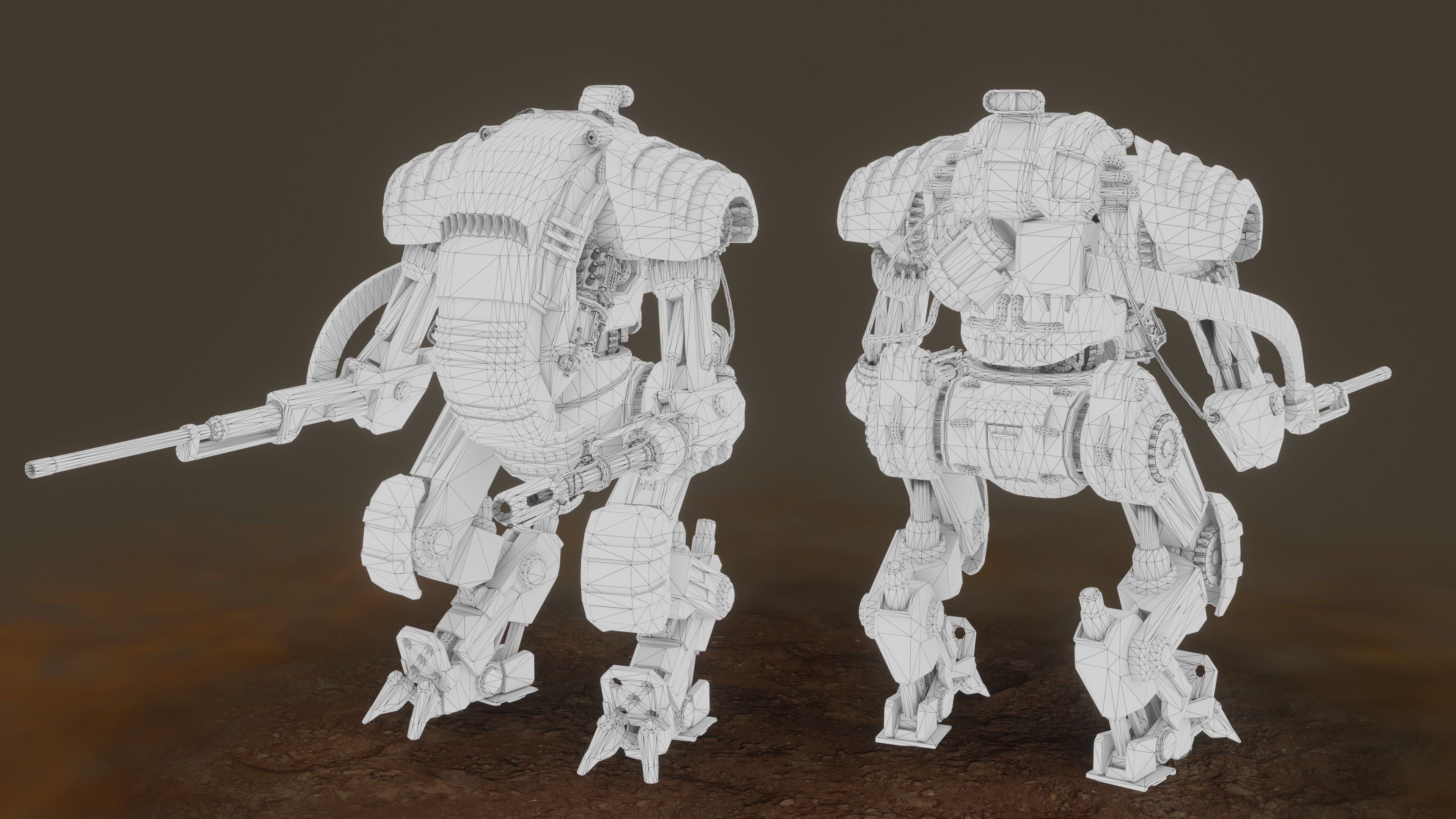 3D model Game-ready Steampunk Mech VR / AR / low-poly | CGTrader