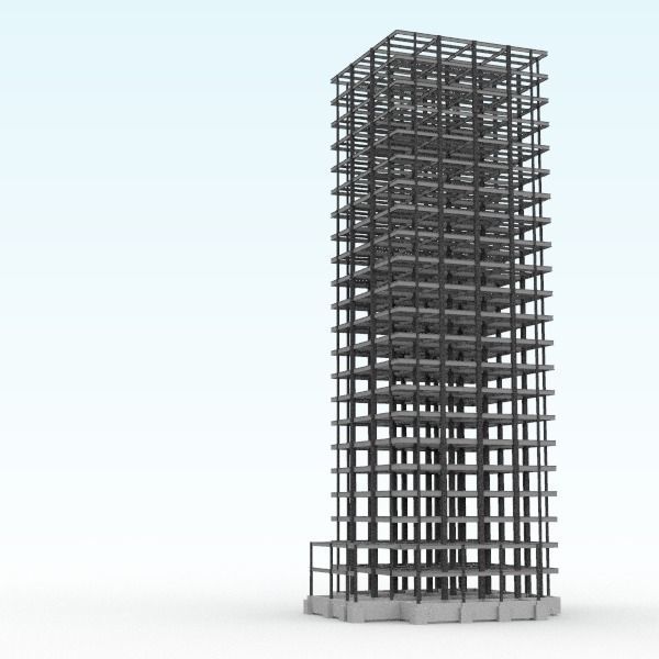 Steel-frame high-rise building 3D model | CGTrader