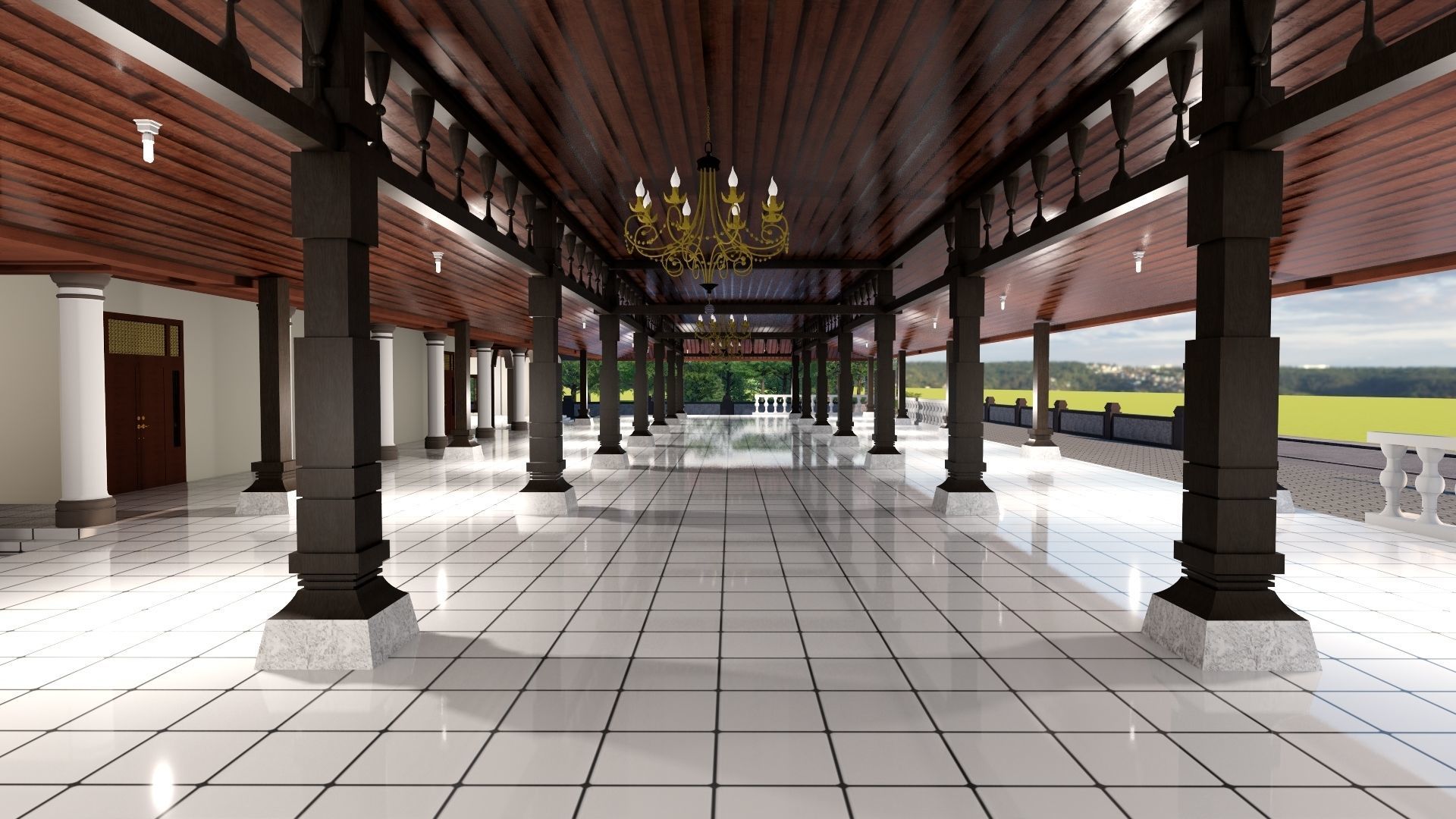 Javanese combine madinah Mosque exterior and interior 3D model | CGTrader