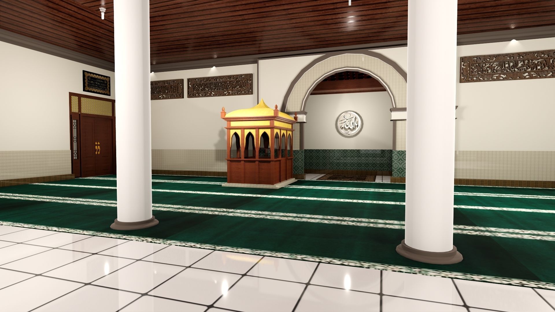 Javanese combine madinah Mosque exterior and interior 3D model | CGTrader