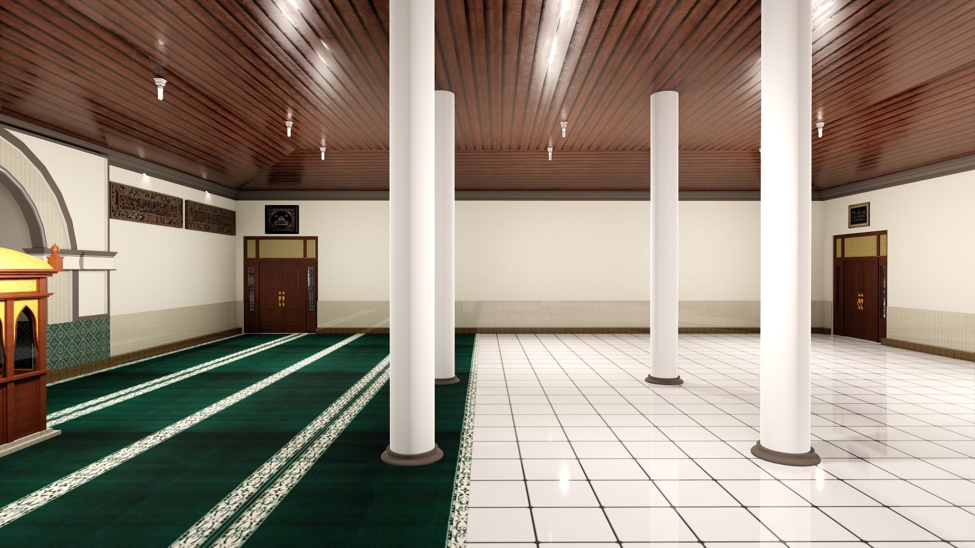 Javanese combine madinah Mosque exterior and interior 3D model | CGTrader