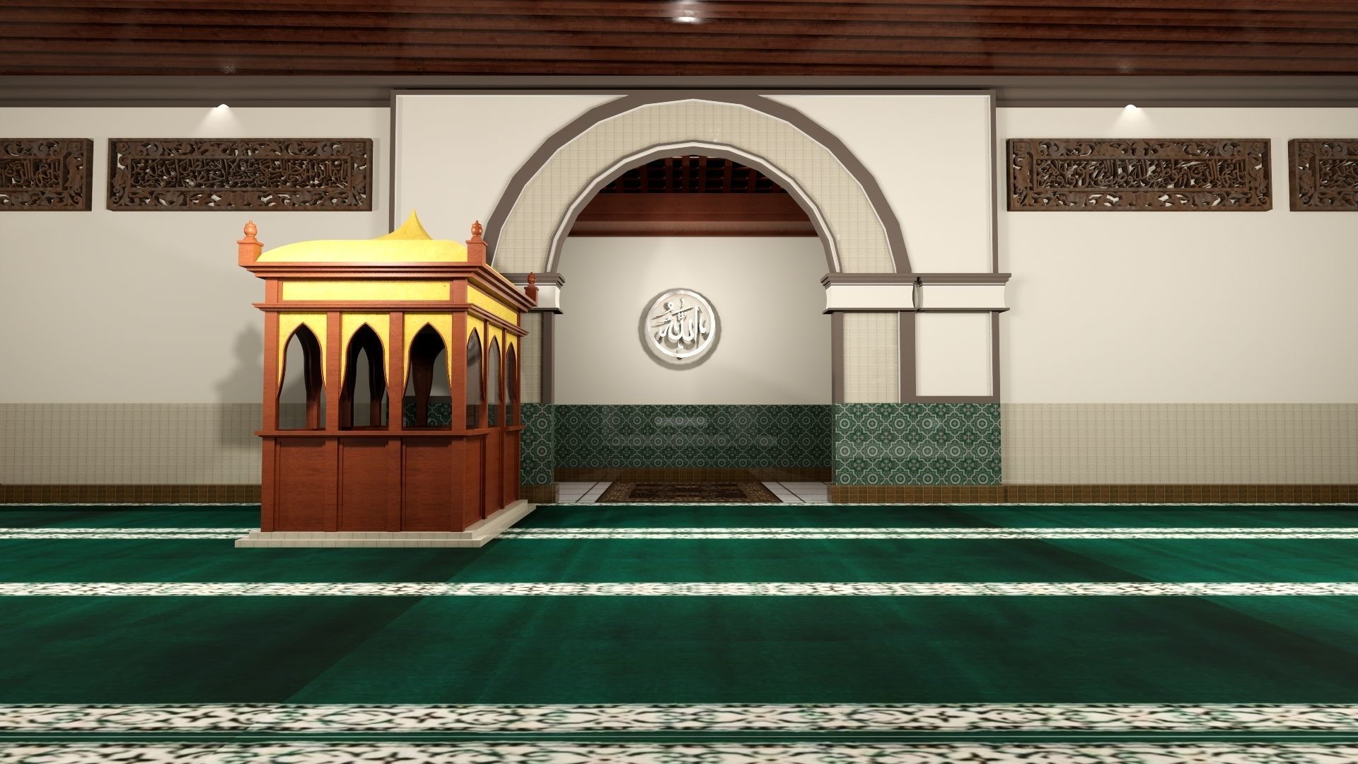 Javanese combine madinah Mosque exterior and interior 3D model | CGTrader