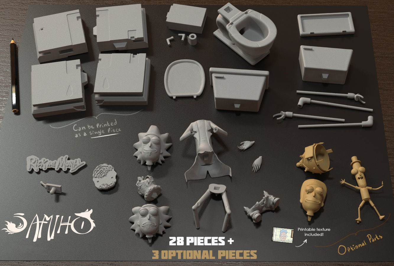Samiho Studios - Rick King of Shit- STLs ready for printing 3D model 3D ...