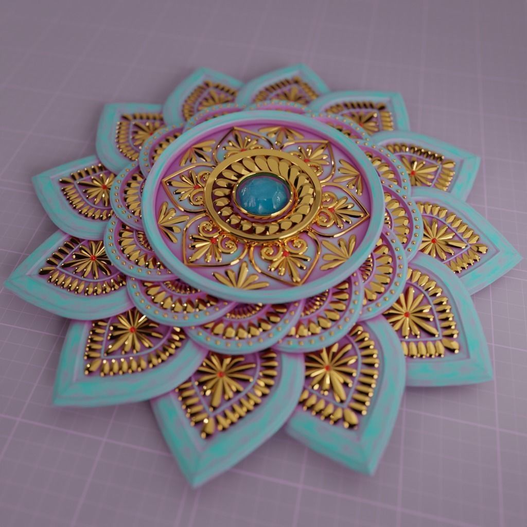 Mandala 3D with Blender Files Advanced Procedural Material 3D model ...