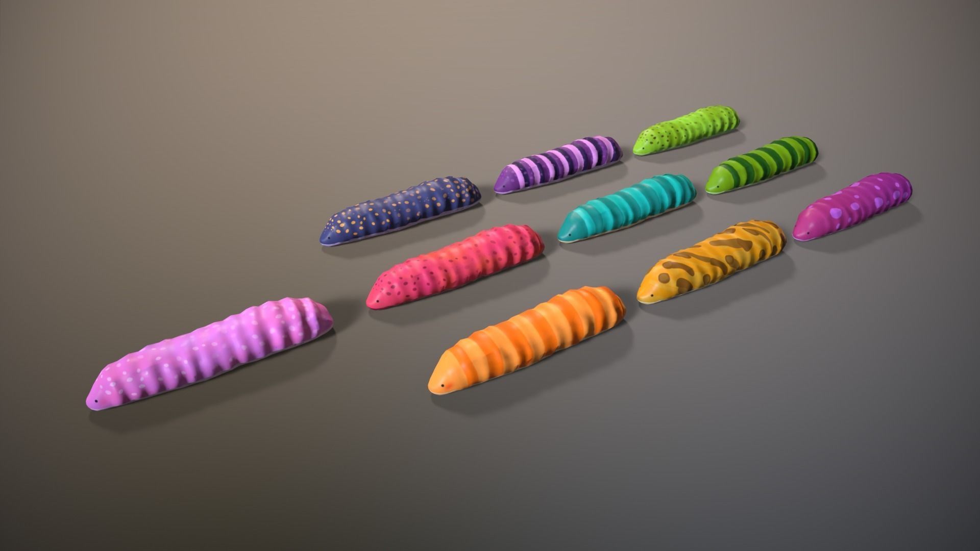 3D model Small worms 3d animated VR / AR / low-poly | CGTrader