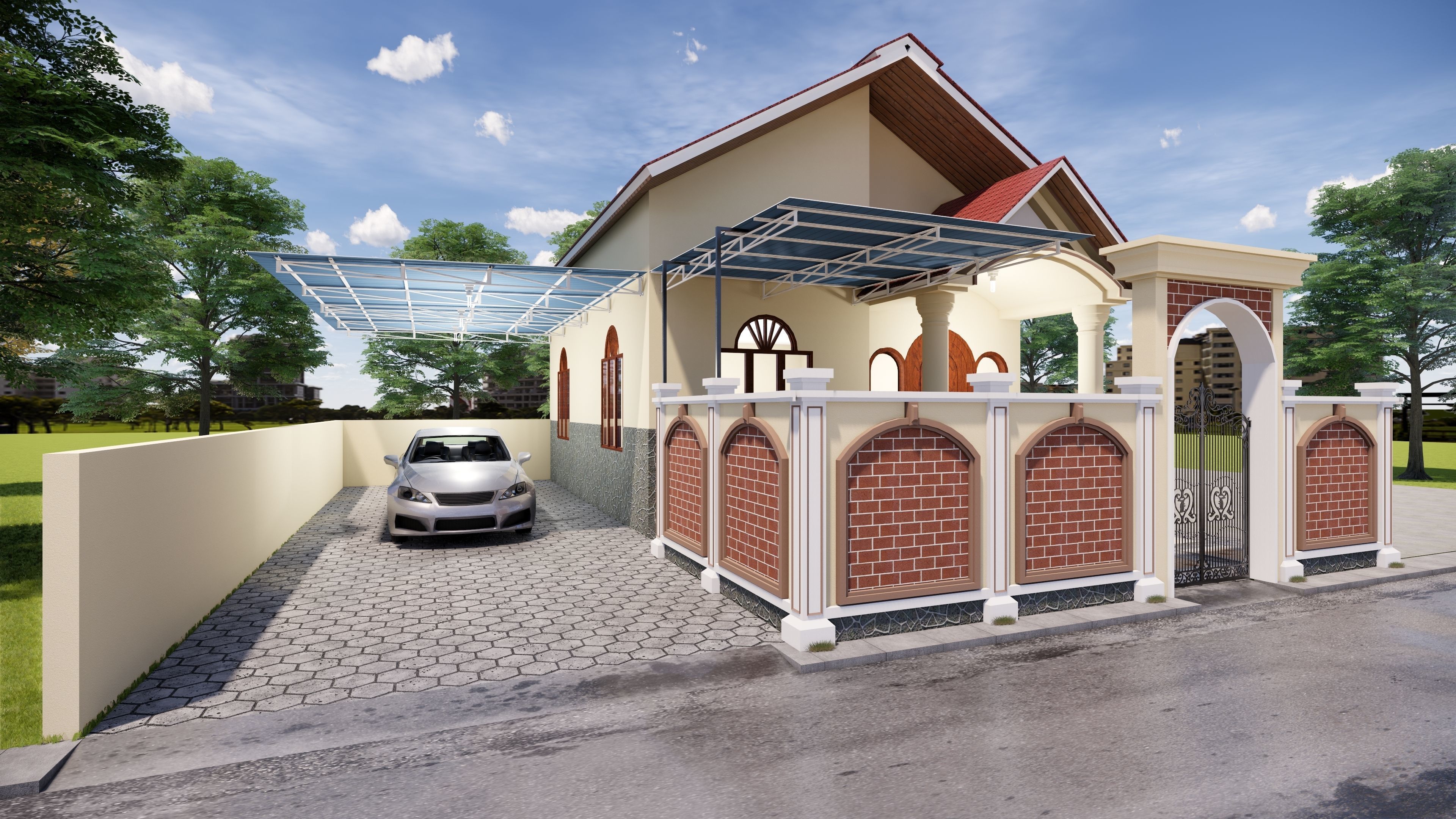 Simple House Design Fence and Mini Garden and fish pool 3D model | CGTrader