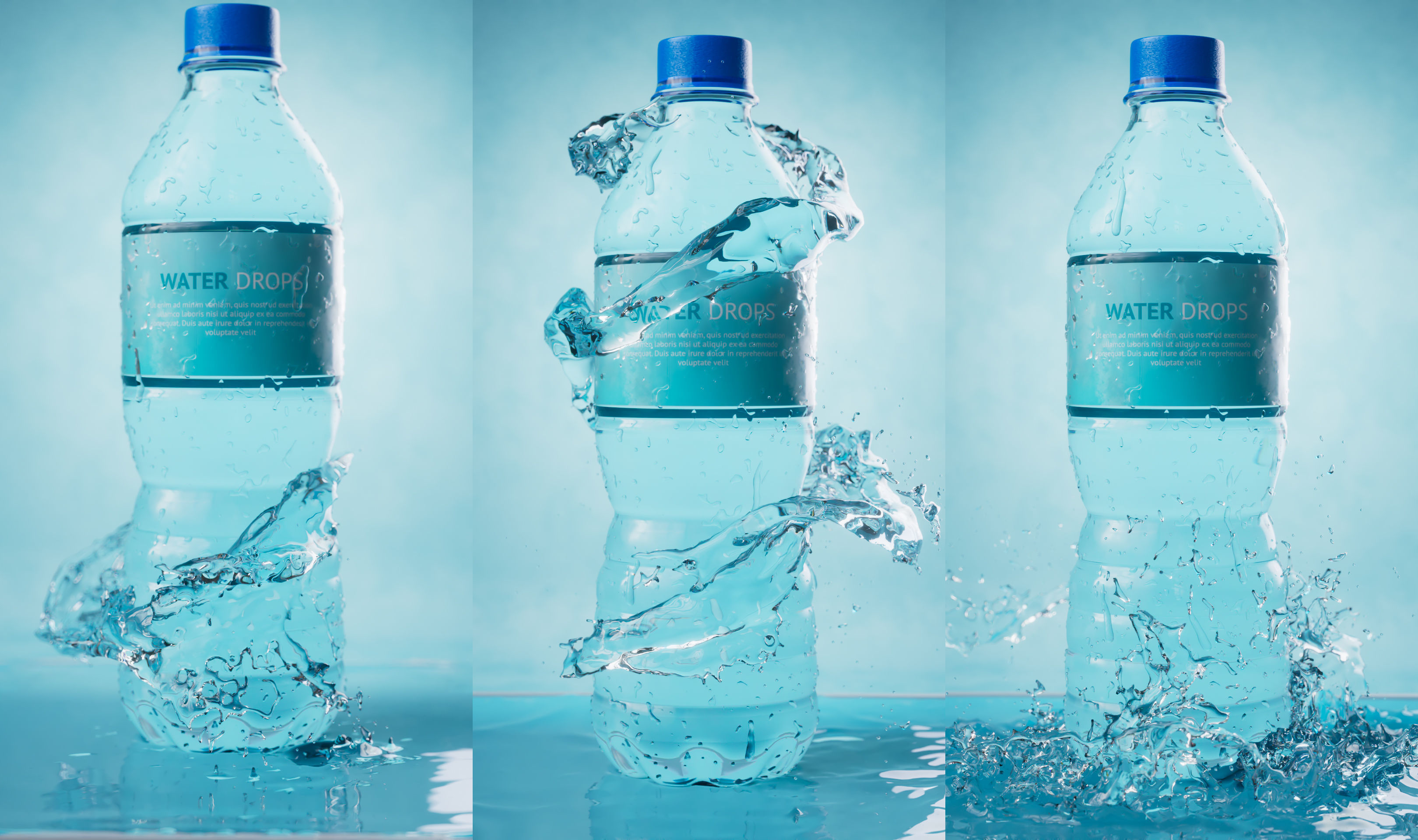 Animated Water splash spiral water bottle 3D model animated | CGTrader
