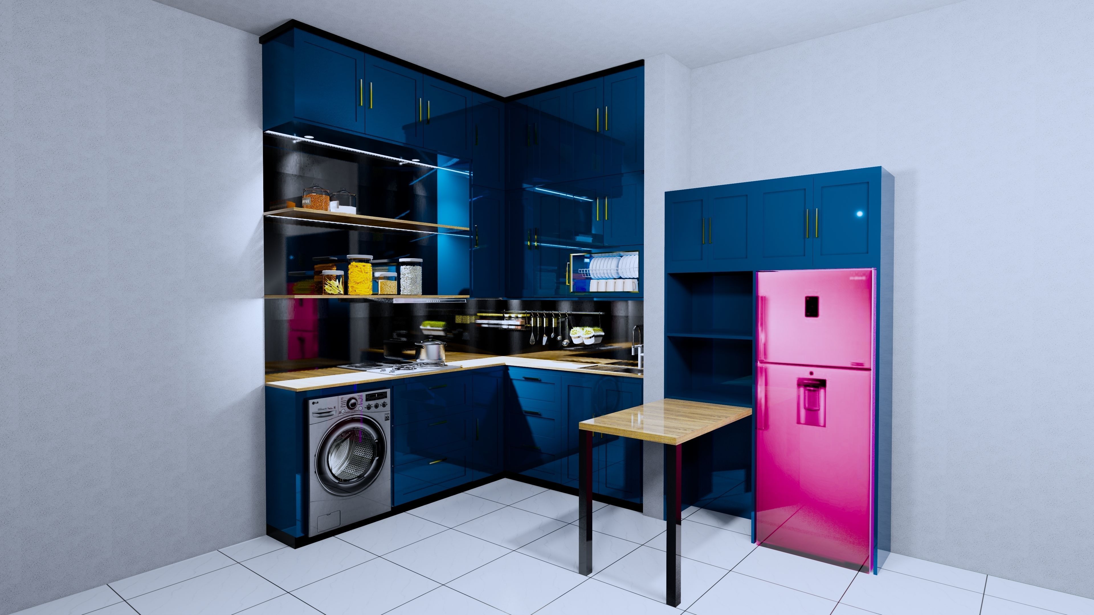3D Modern Kitchen Set Modelling Sketch Up Enscape 3D model | CGTrader