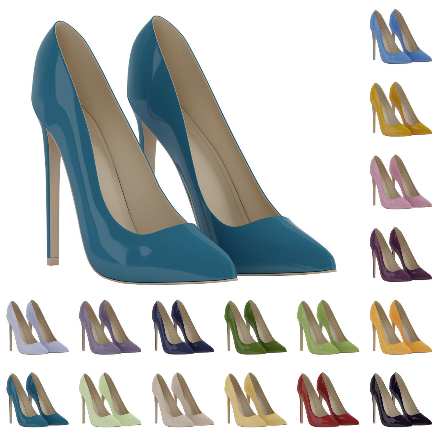 Lacquered womens high heeled shoes 3D model | CGTrader