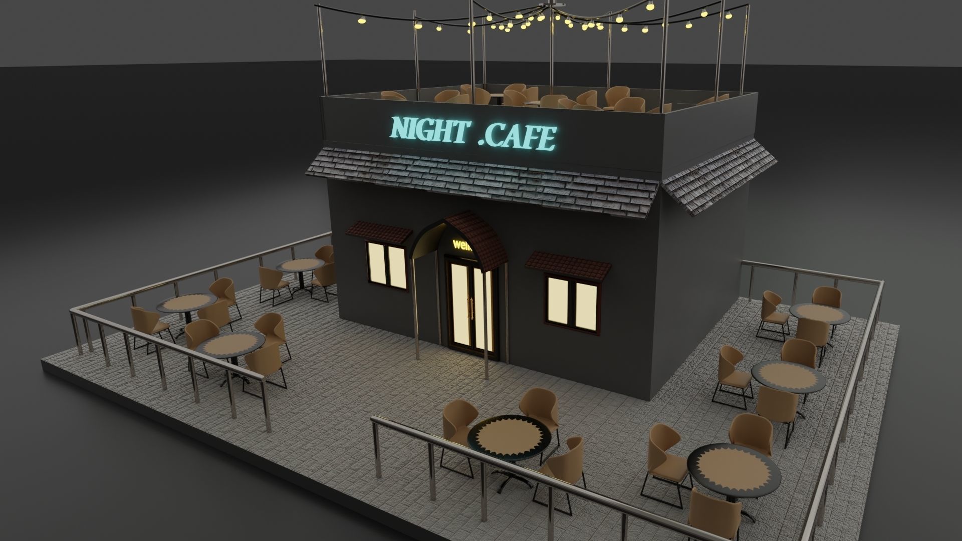 cafe and hotel 3D model | CGTrader