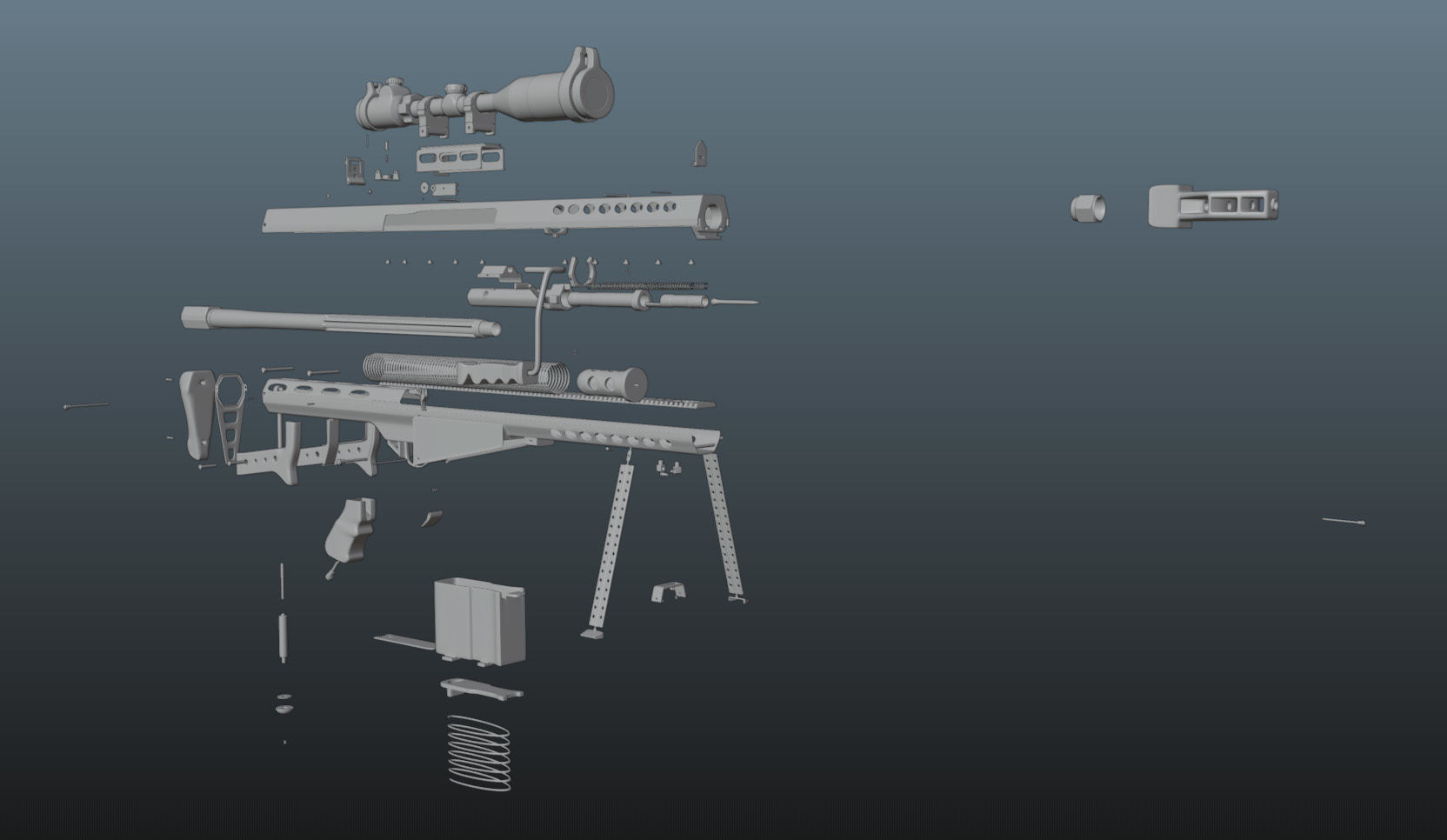 Animated Barrett Rifle free 3D model animated | CGTrader