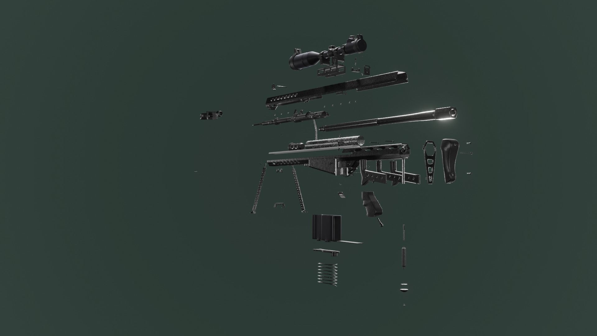 Animated Barrett Rifle free 3D model animated | CGTrader
