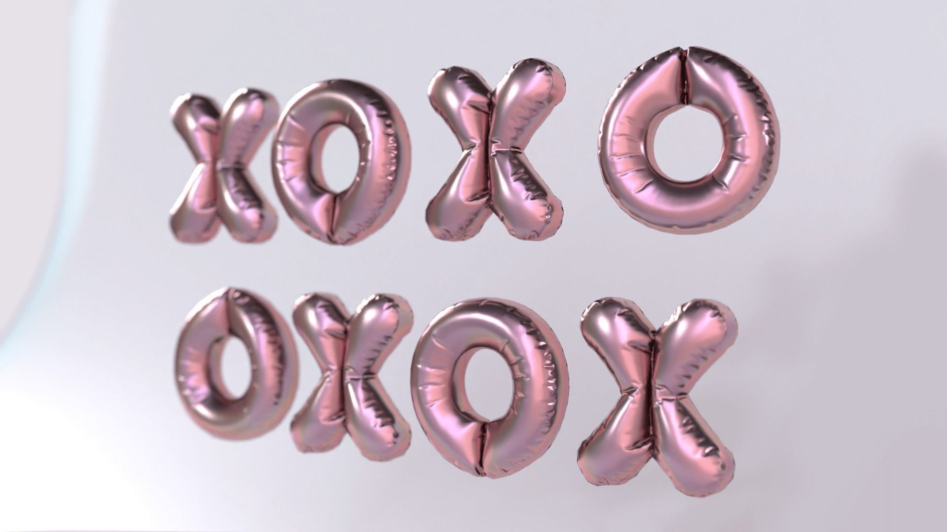 3D model Text lowpoly Air Balloons Love Heart XOXO VR / AR / low-poly ...