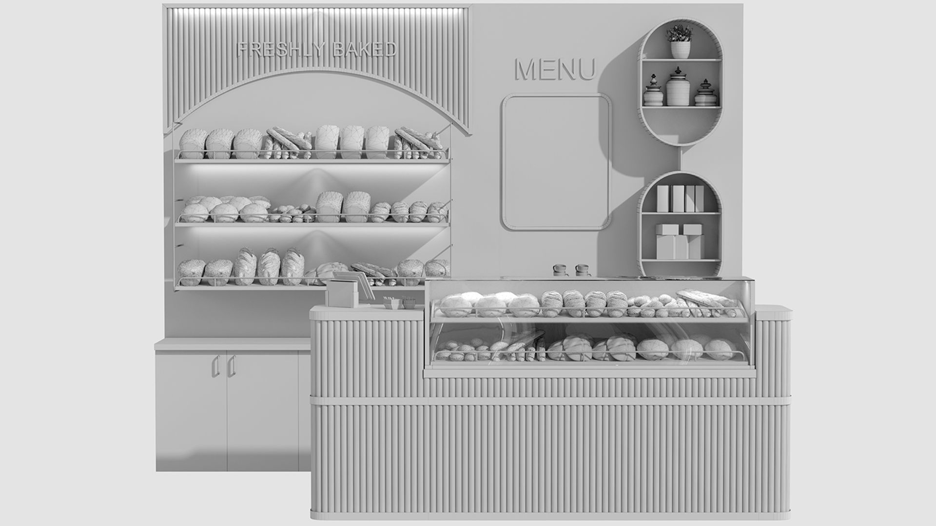 Modern bakery with pastries and coffee 3D model | CGTrader