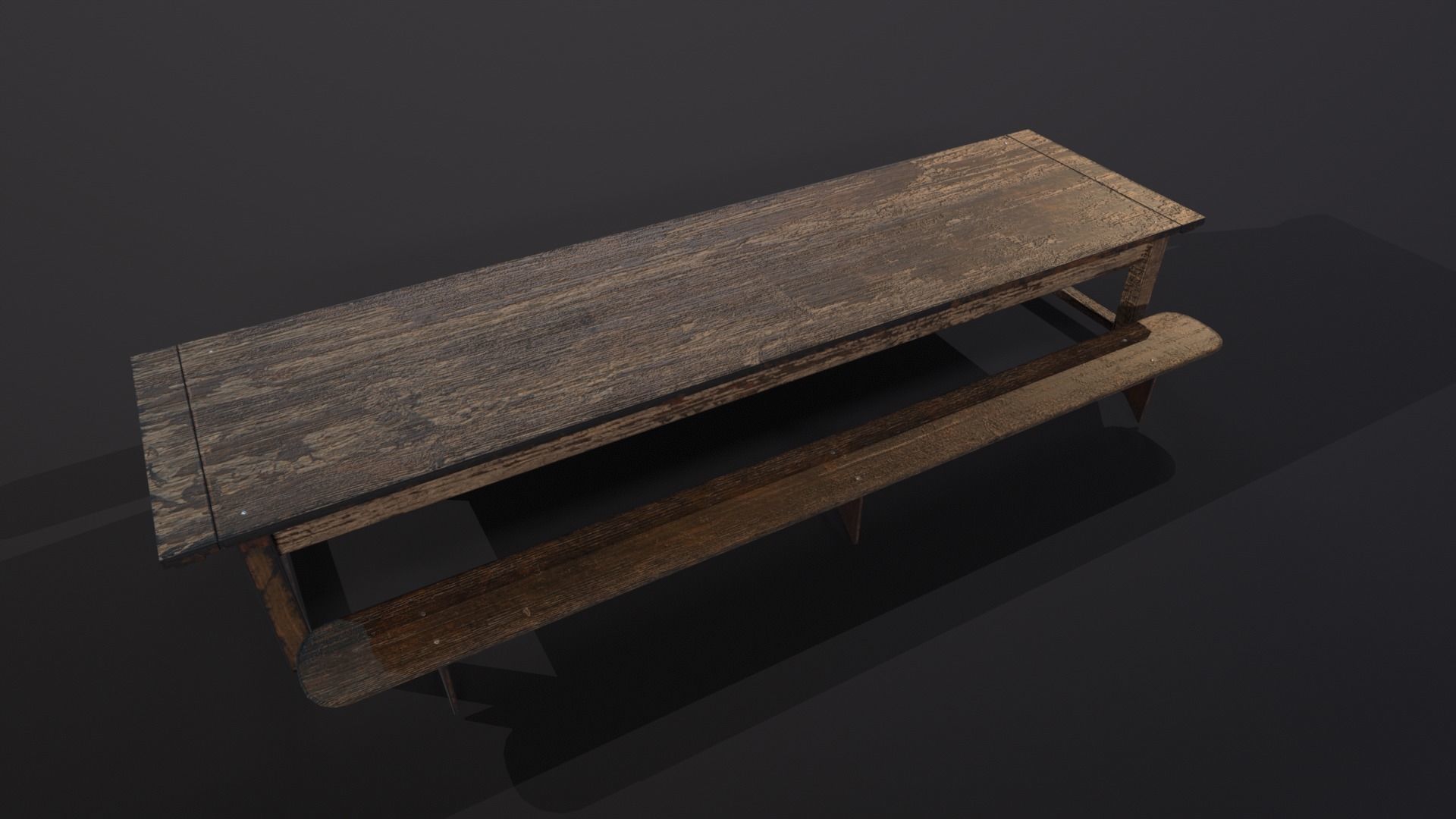 3D model Long table with two benches VR / AR / low-poly | CGTrader