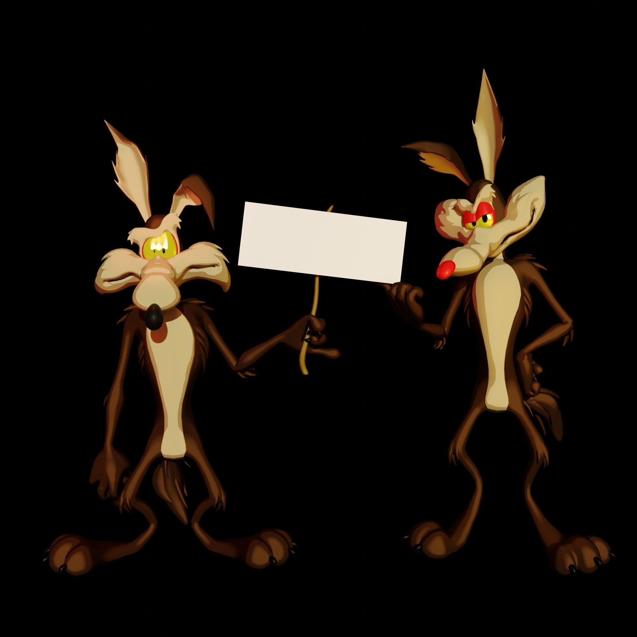 Willie the Coyote and Ralph the Wolf 3D model rigged | CGTrader