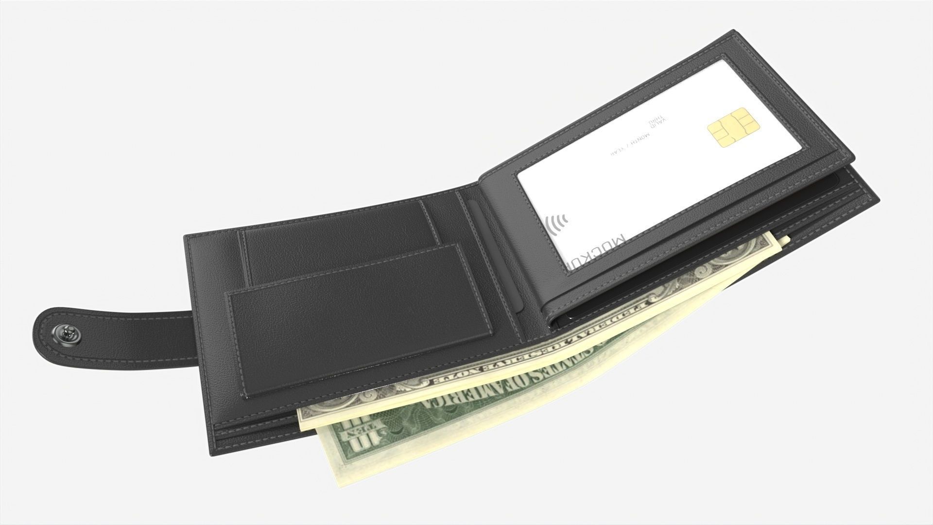 Leather Wallet for Men Unfolded 01 3D model | CGTrader