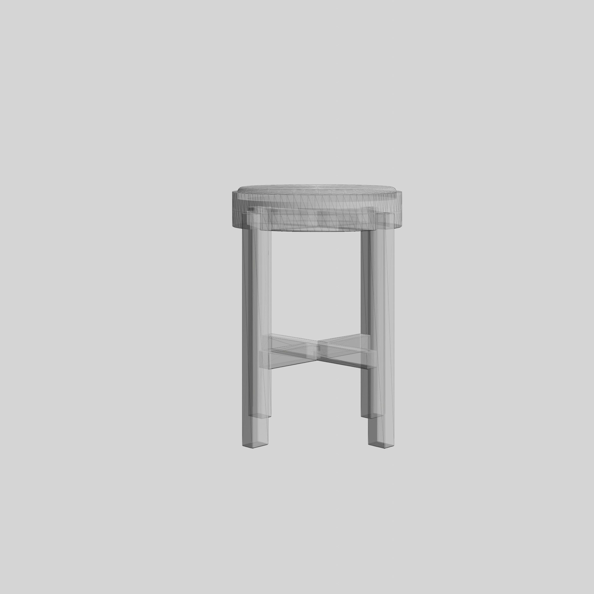3D model Stool with Rattan Seat Black VR / AR / low-poly | CGTrader