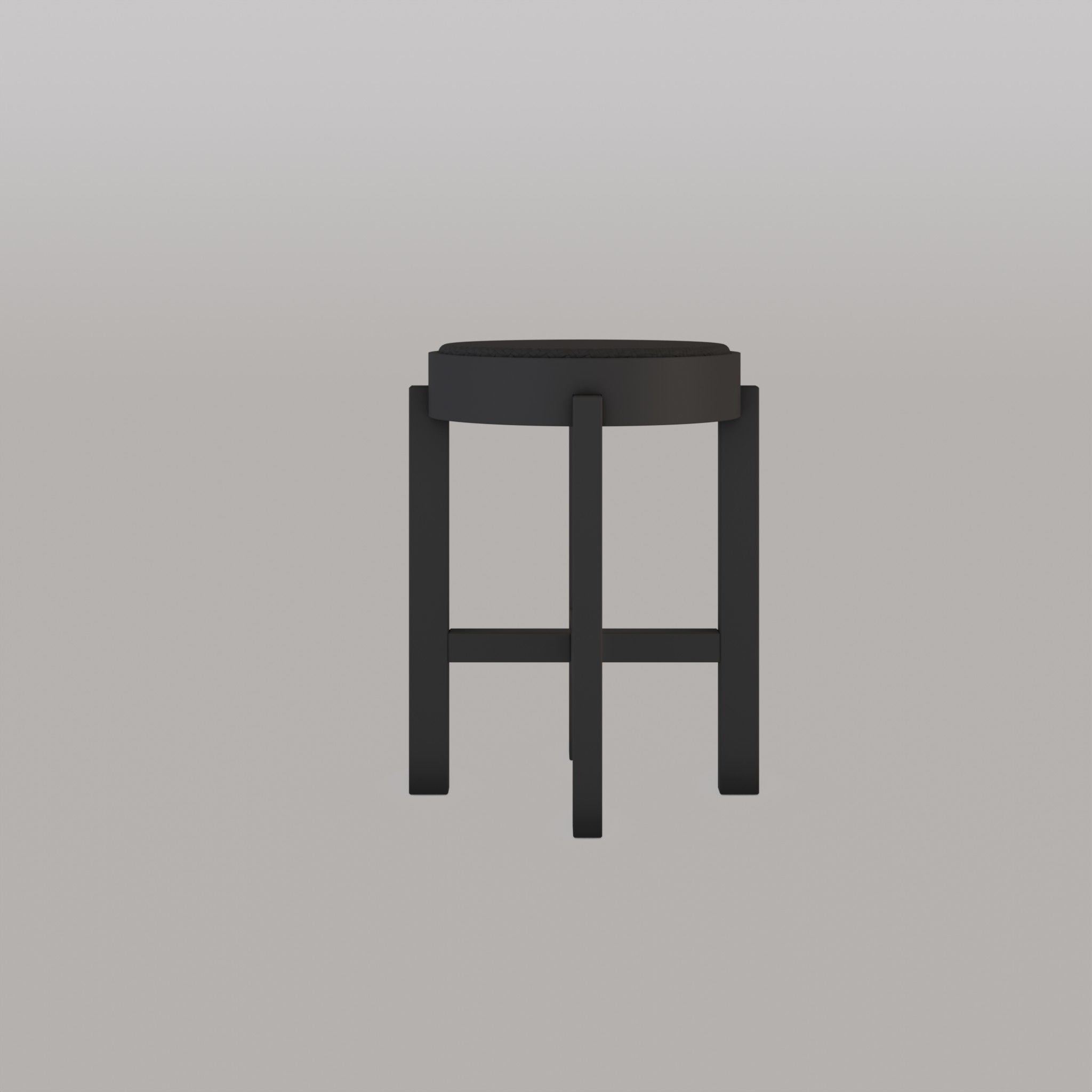 3D model Stool with Rattan Seat Black VR / AR / low-poly | CGTrader