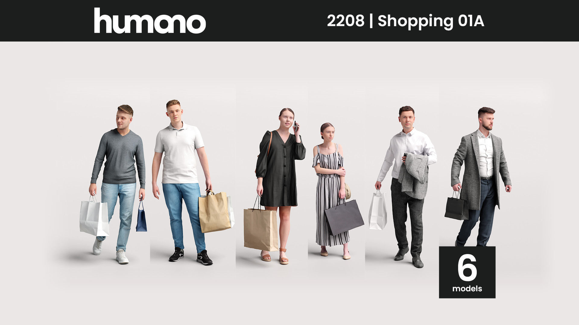 Humano 6-Pack - SHOPPING PEOPLE - 6x 3D models A 3D Model Collection ...