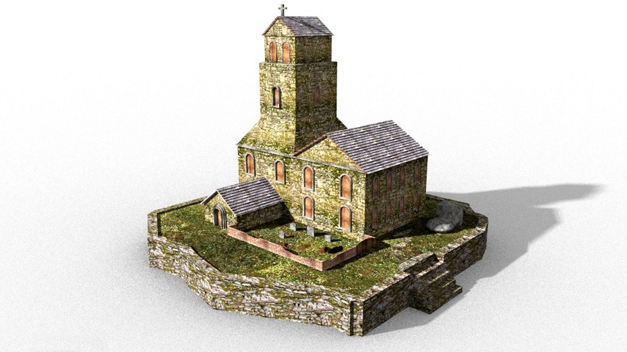 3D model old stone church VR / AR / low-poly | CGTrader
