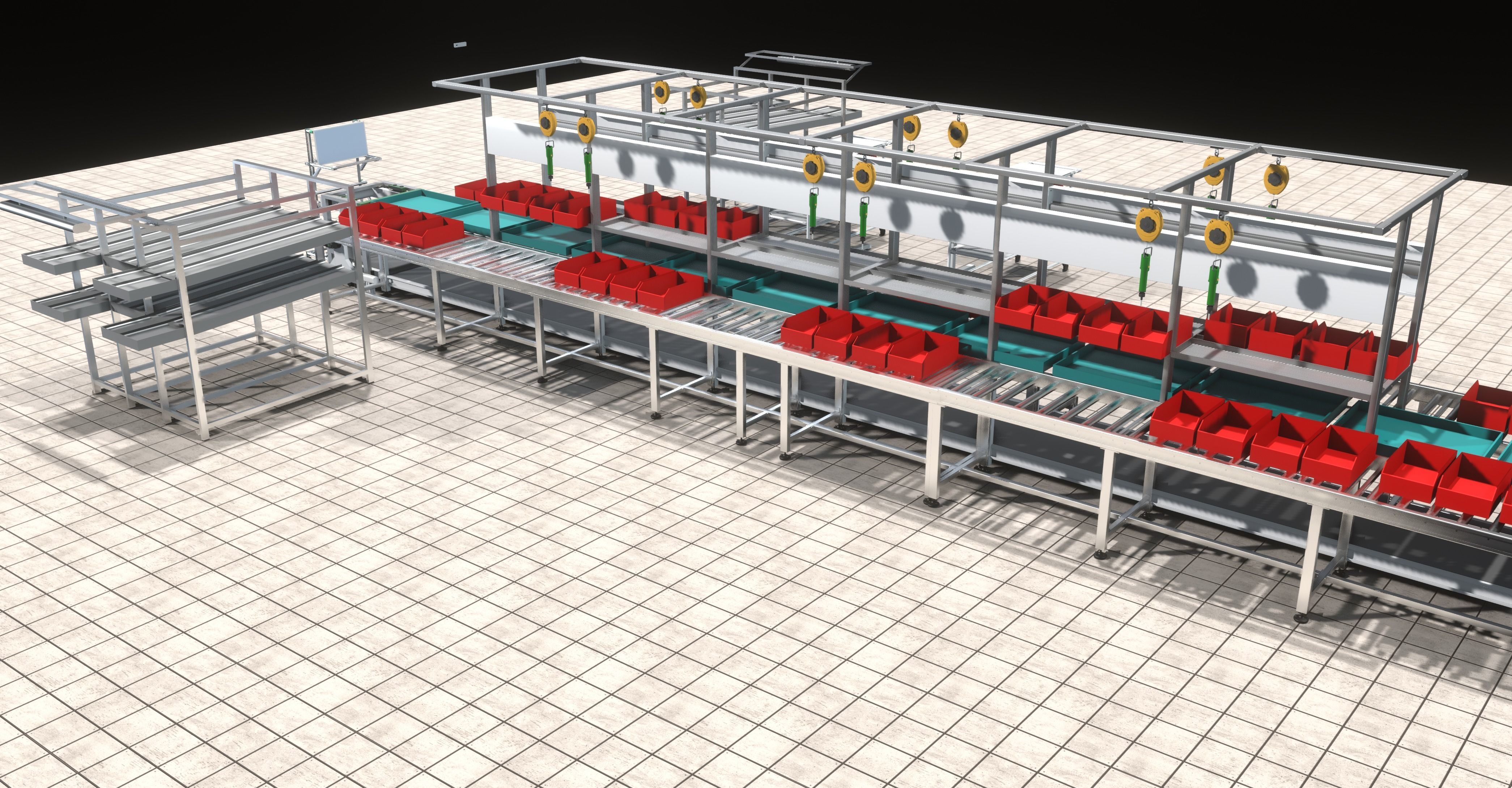 Assembly Line in Electronics Components Manufacturing 3D model animated ...