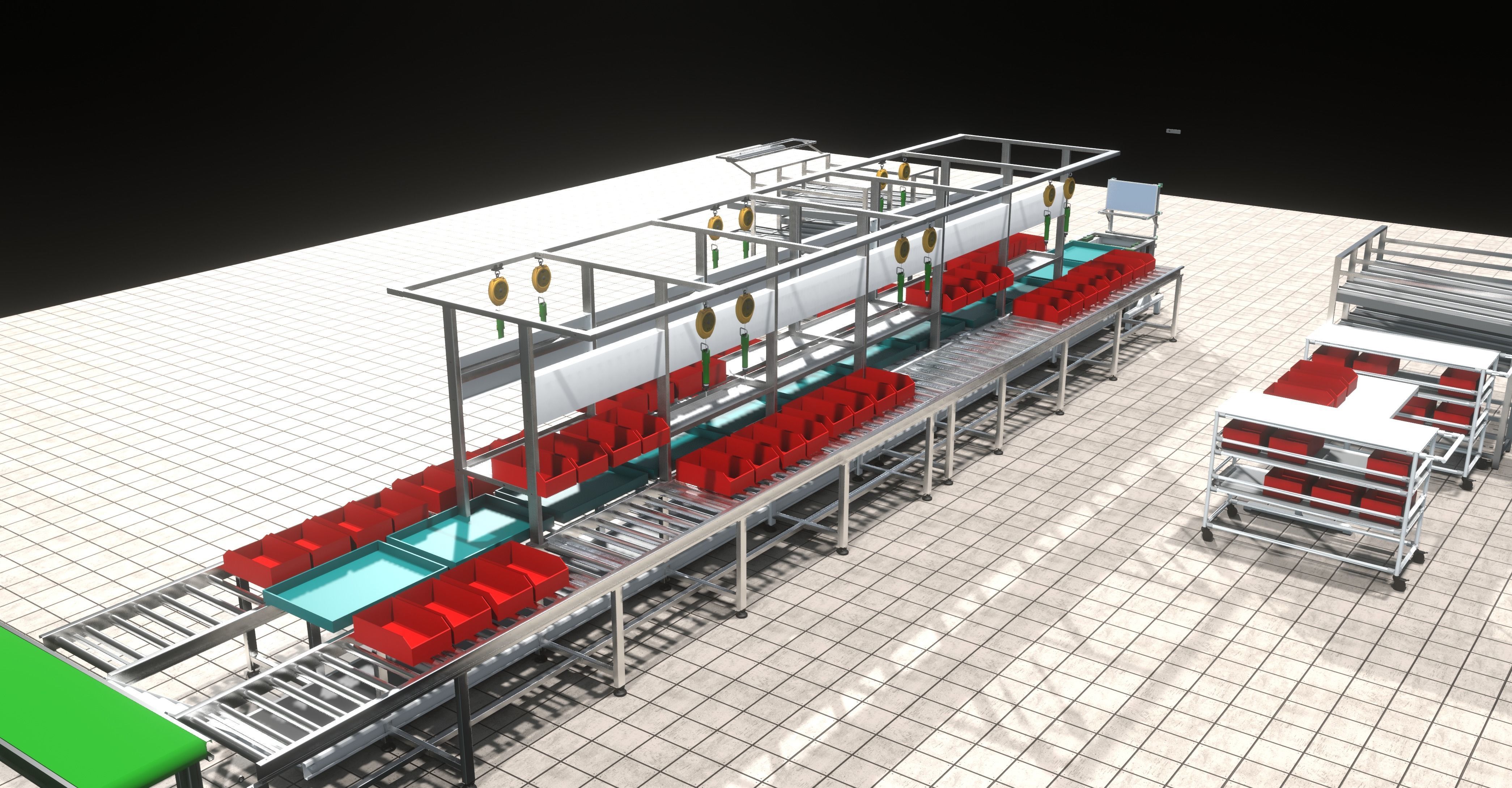 Assembly Line in Electronics Components Manufacturing 3D model animated ...