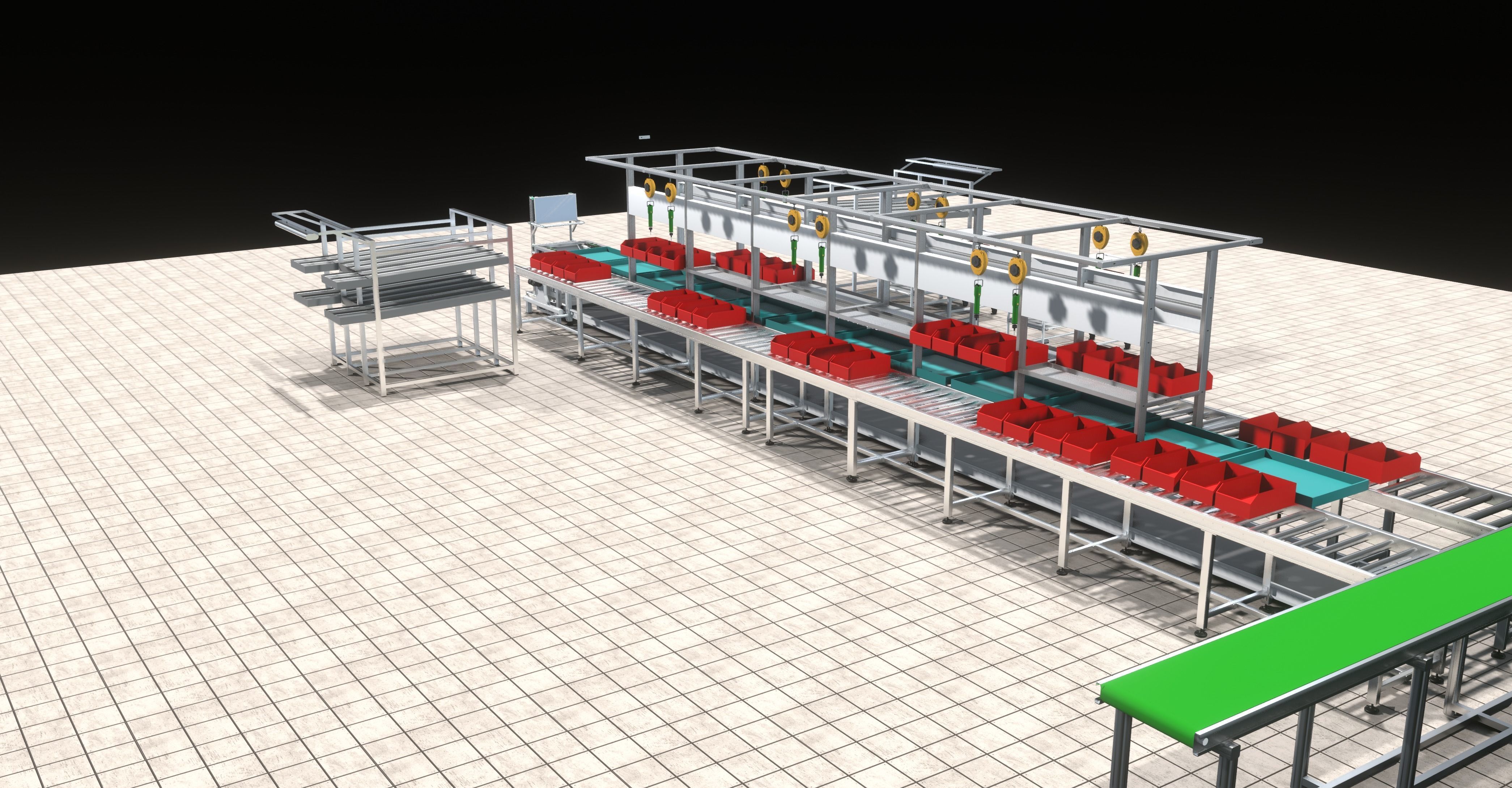 Assembly Line in Electronics Components Manufacturing 3D model animated ...