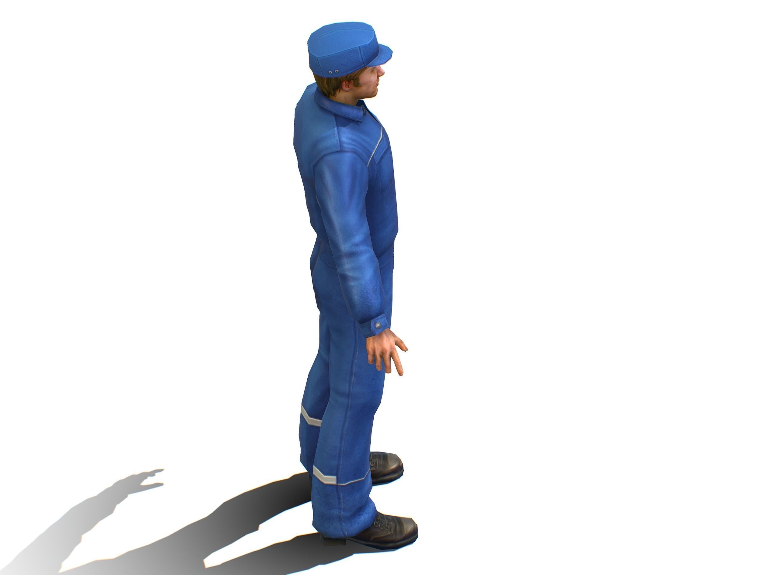 3D model Young Male Lab Technician Blue Uniform VR / AR / low-poly ...