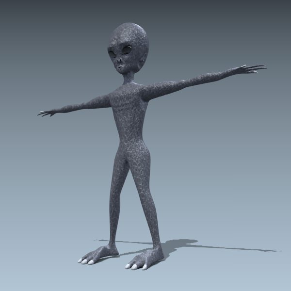 Blue skinny alien creature 3D model 3D printable | CGTrader