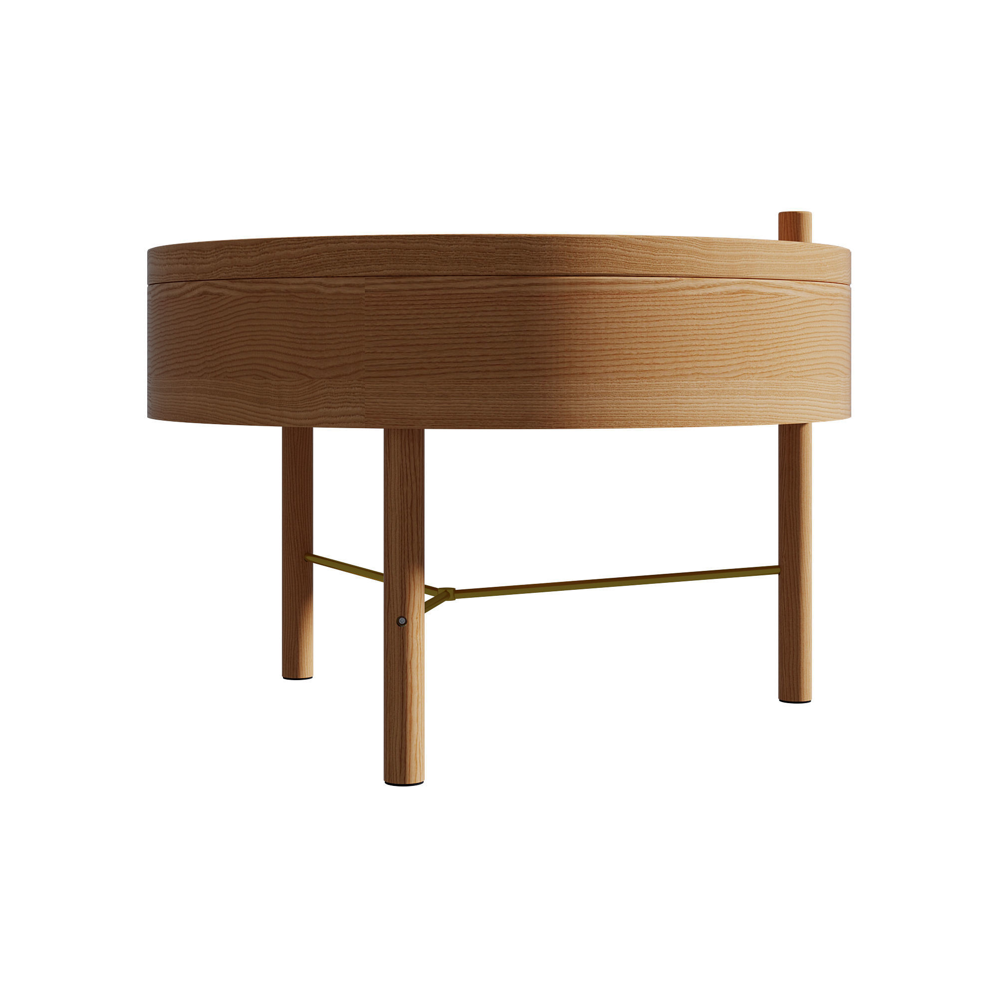 Homary Modern Round Wood Rotating Tray Coffee Table with Storage 3D ...