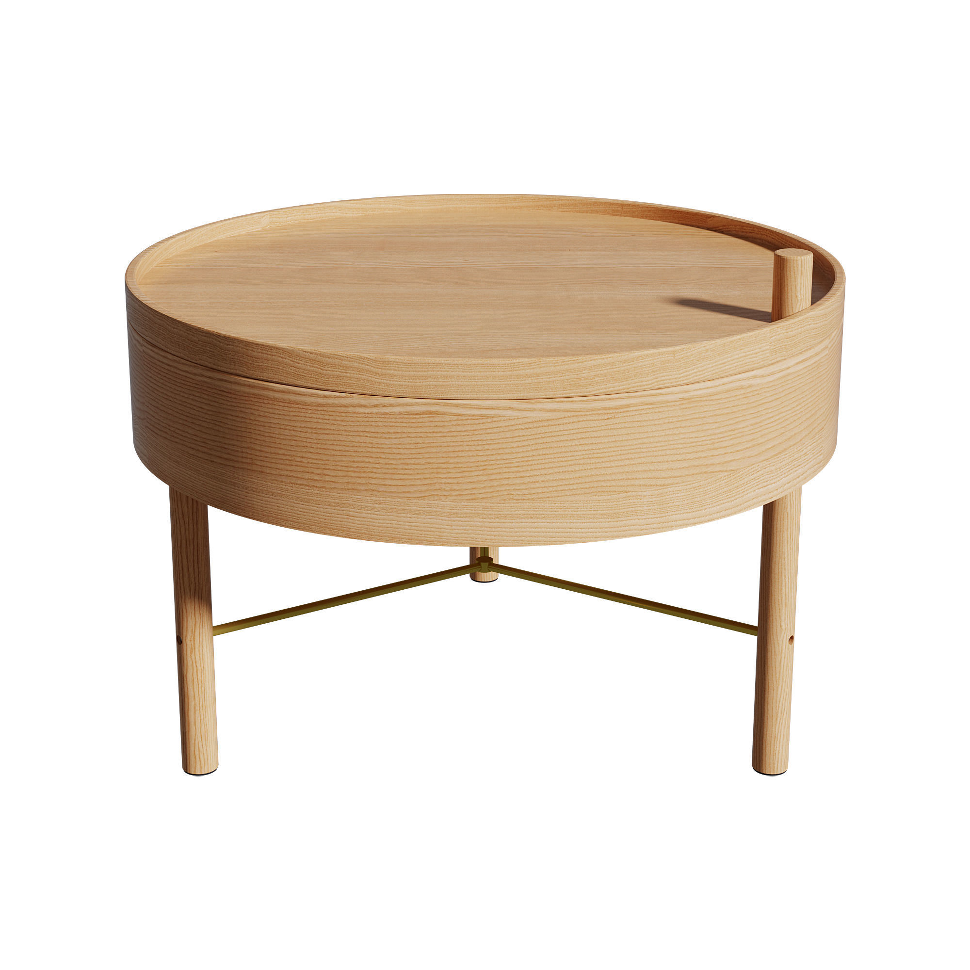 Homary Modern Round Wood Rotating Tray Coffee Table with Storage 3D ...