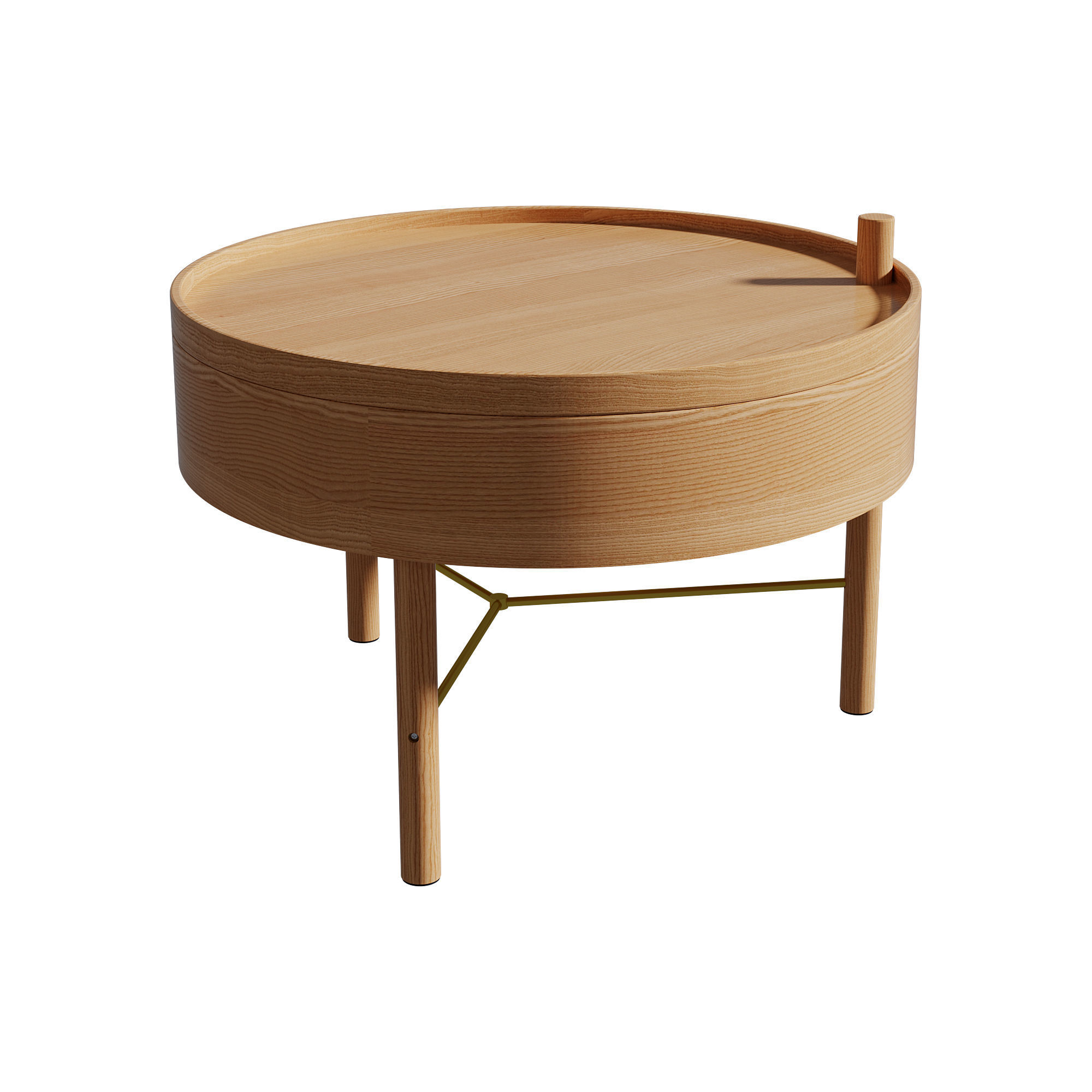 Homary Modern Round Wood Rotating Tray Coffee Table with Storage 3D ...