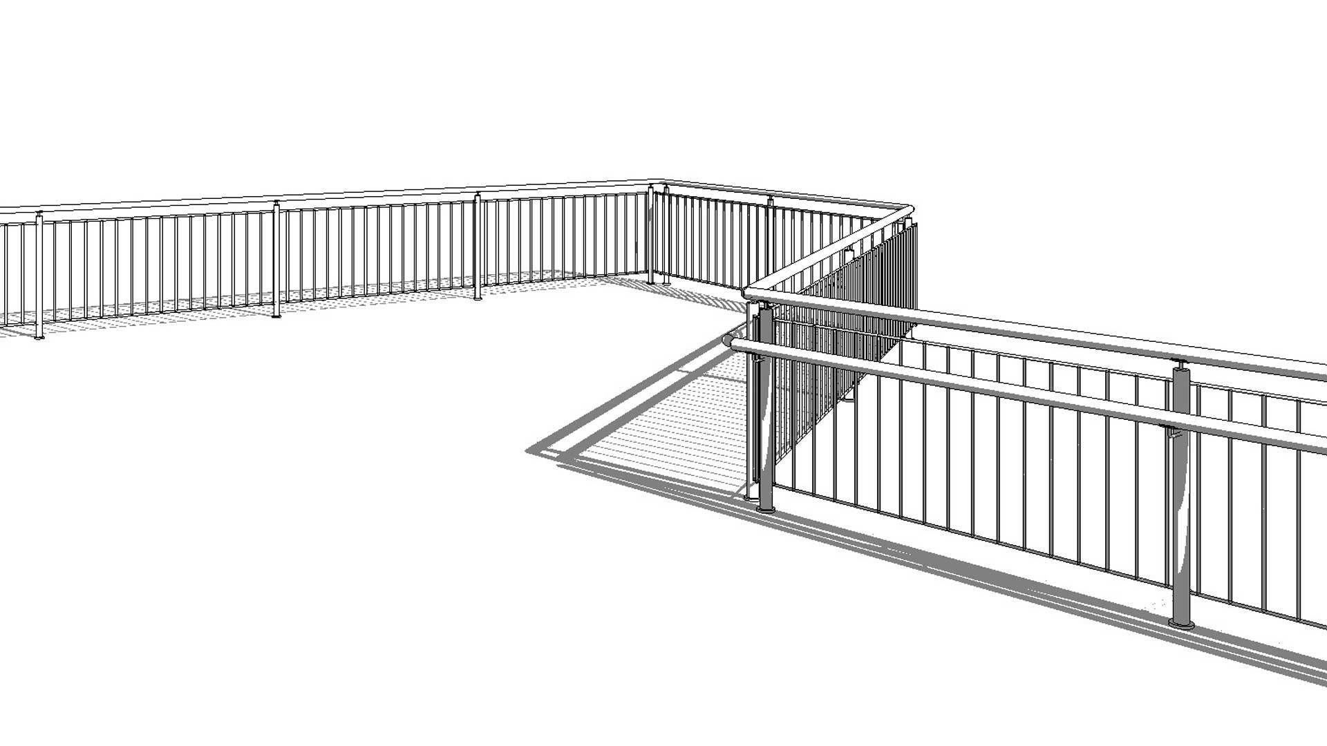 Line Based Vertical Bars Railing 3D model | CGTrader