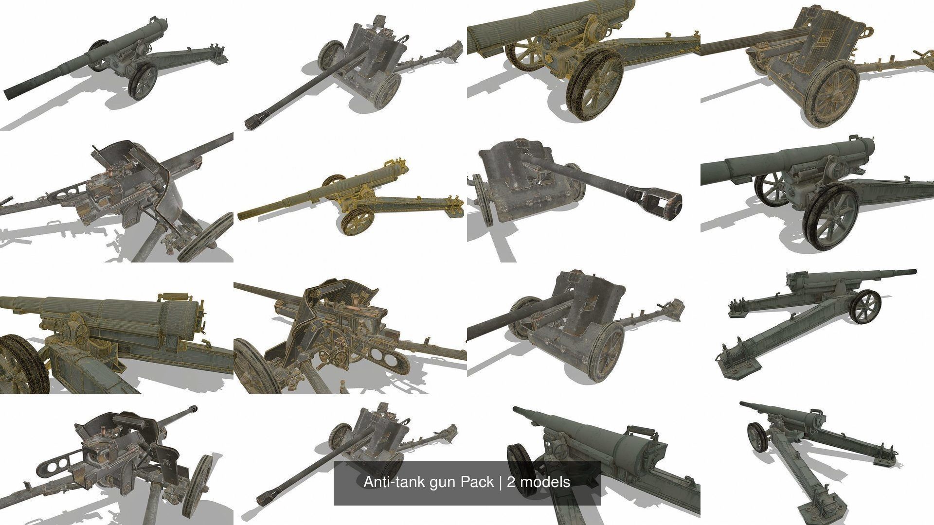 3D Model Collection Anti-tank gun Pack VR / AR / low-poly | CGTrader