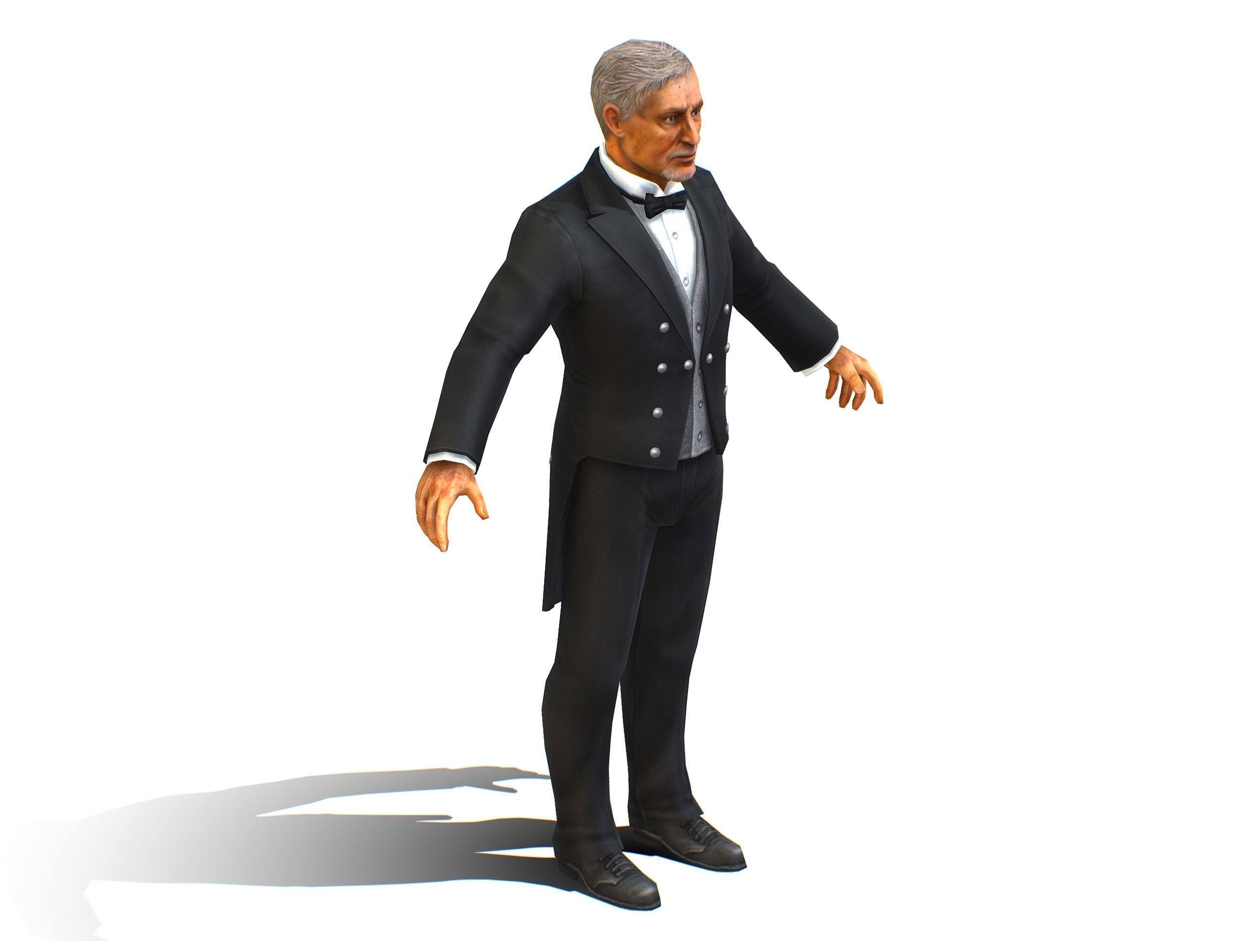 3D model Old Man Concierge in Black Suit VR / AR / low-poly | CGTrader