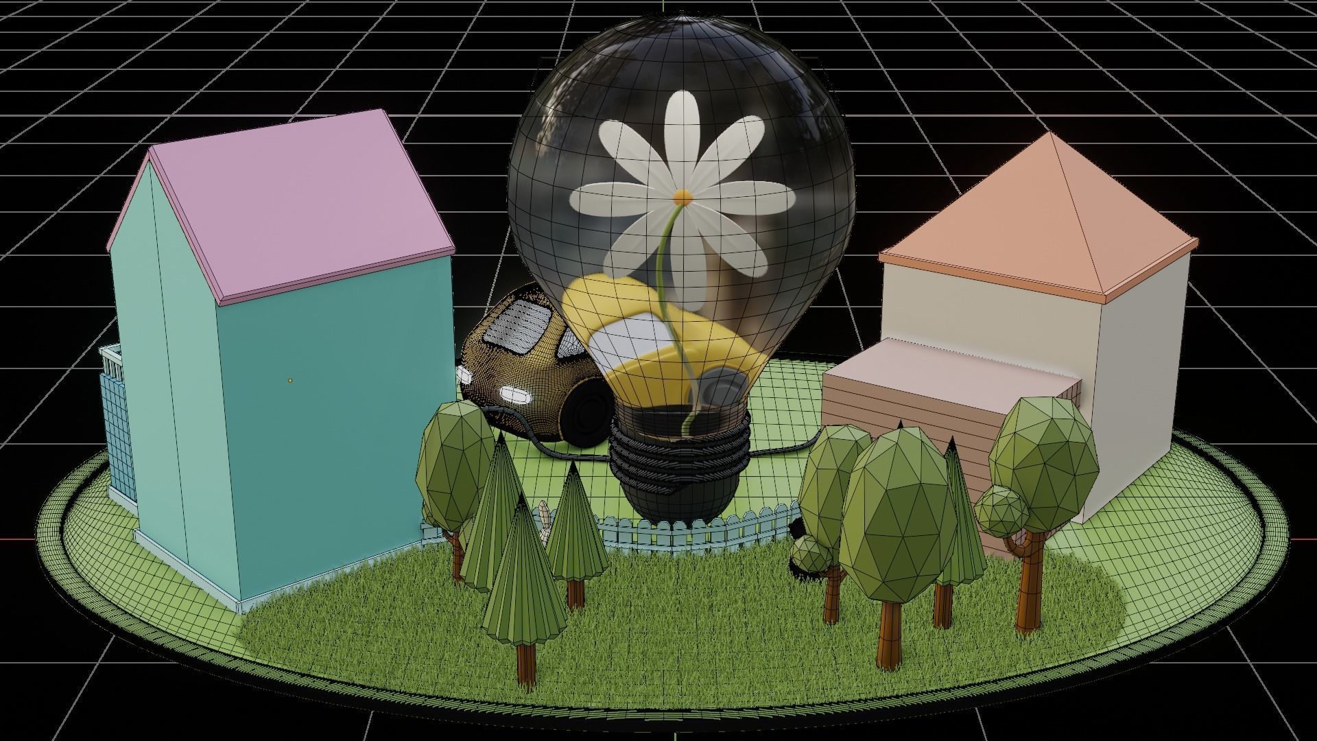 Green eco village concept 3D model | CGTrader