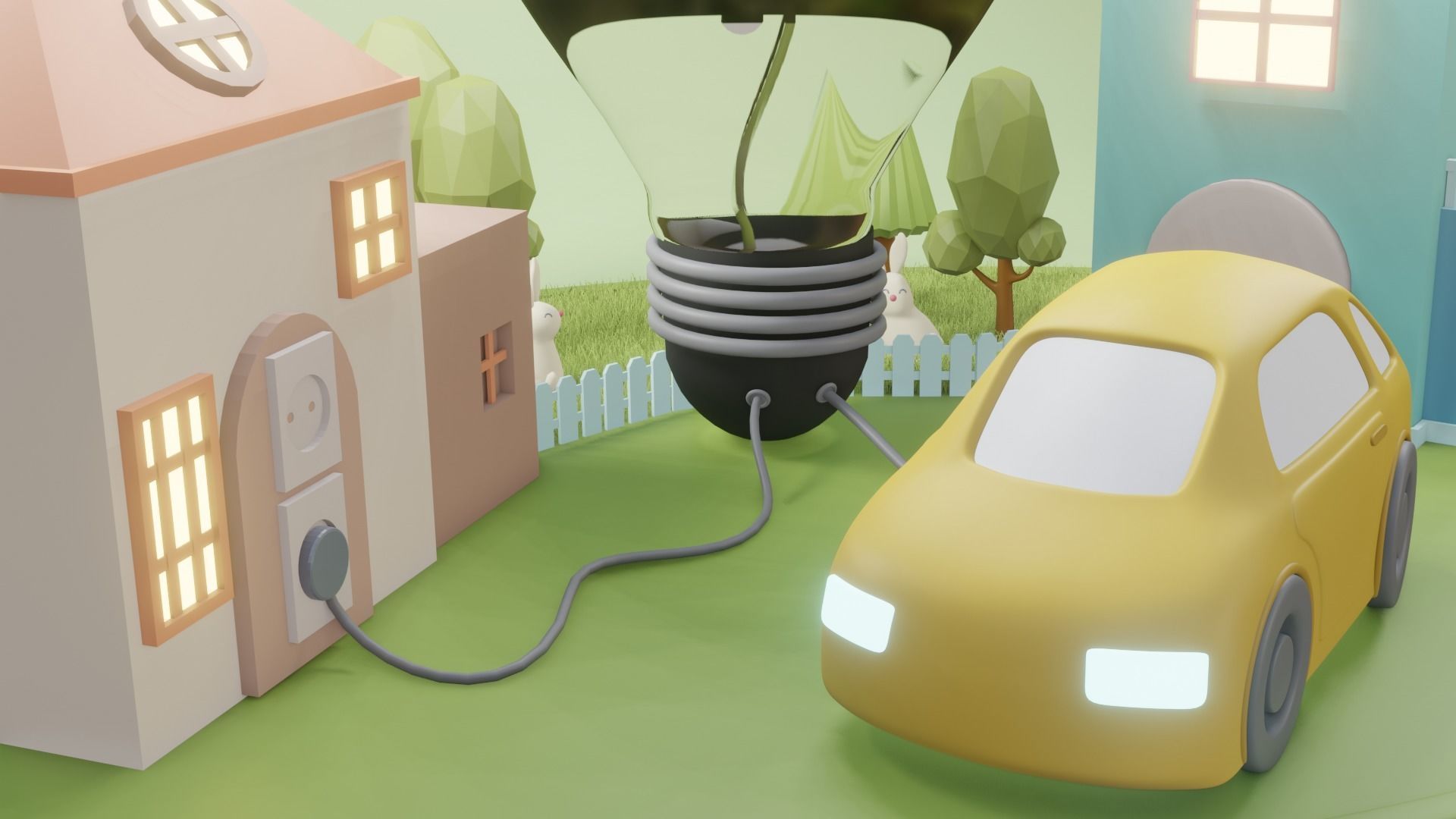Green eco village concept 3D model | CGTrader