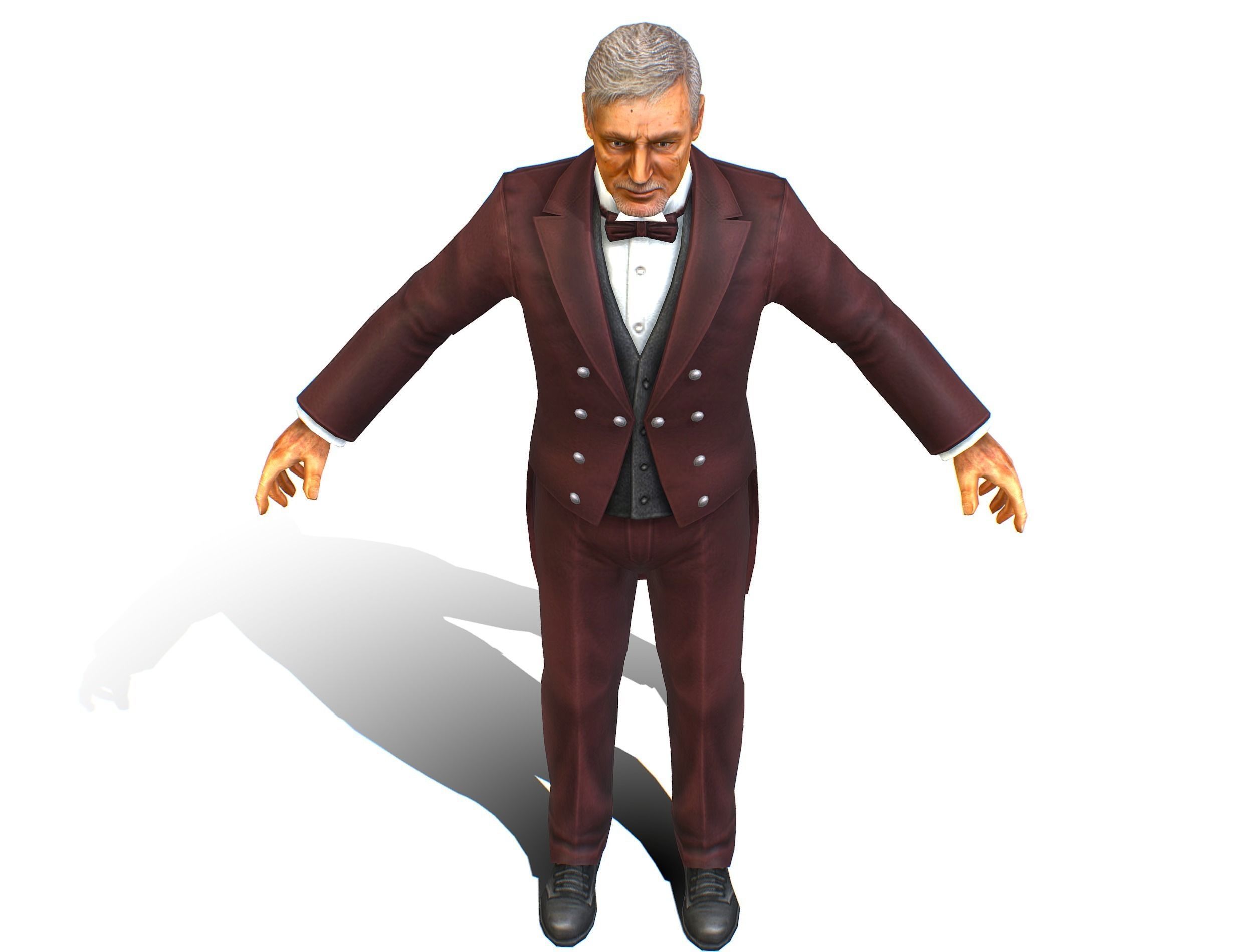 3D model Old Man Concierge in Brown Suit VR / AR / low-poly | CGTrader