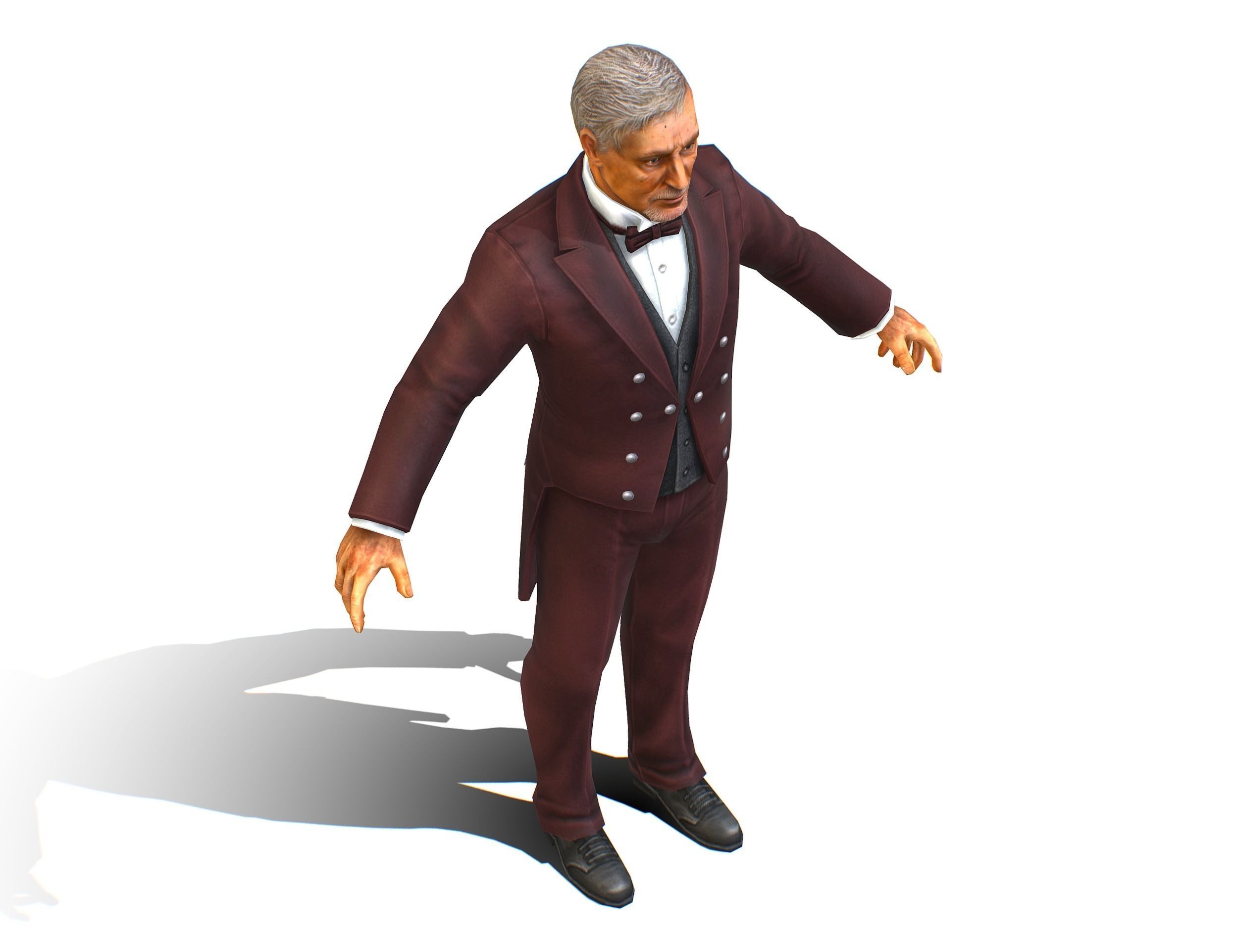 3D model Old Man Concierge in Brown Suit VR / AR / low-poly | CGTrader