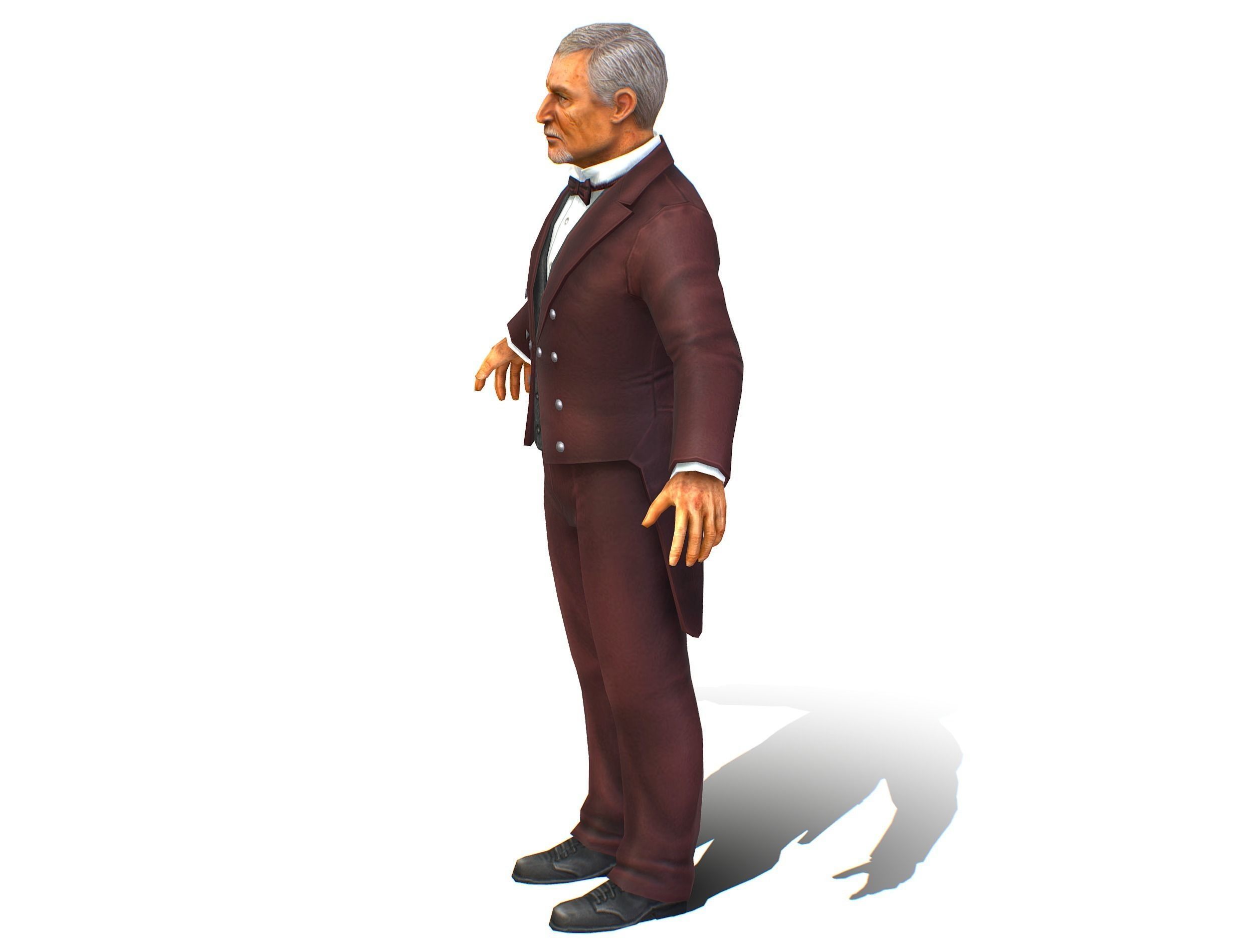 3D model Old Man Concierge in Brown Suit VR / AR / low-poly | CGTrader